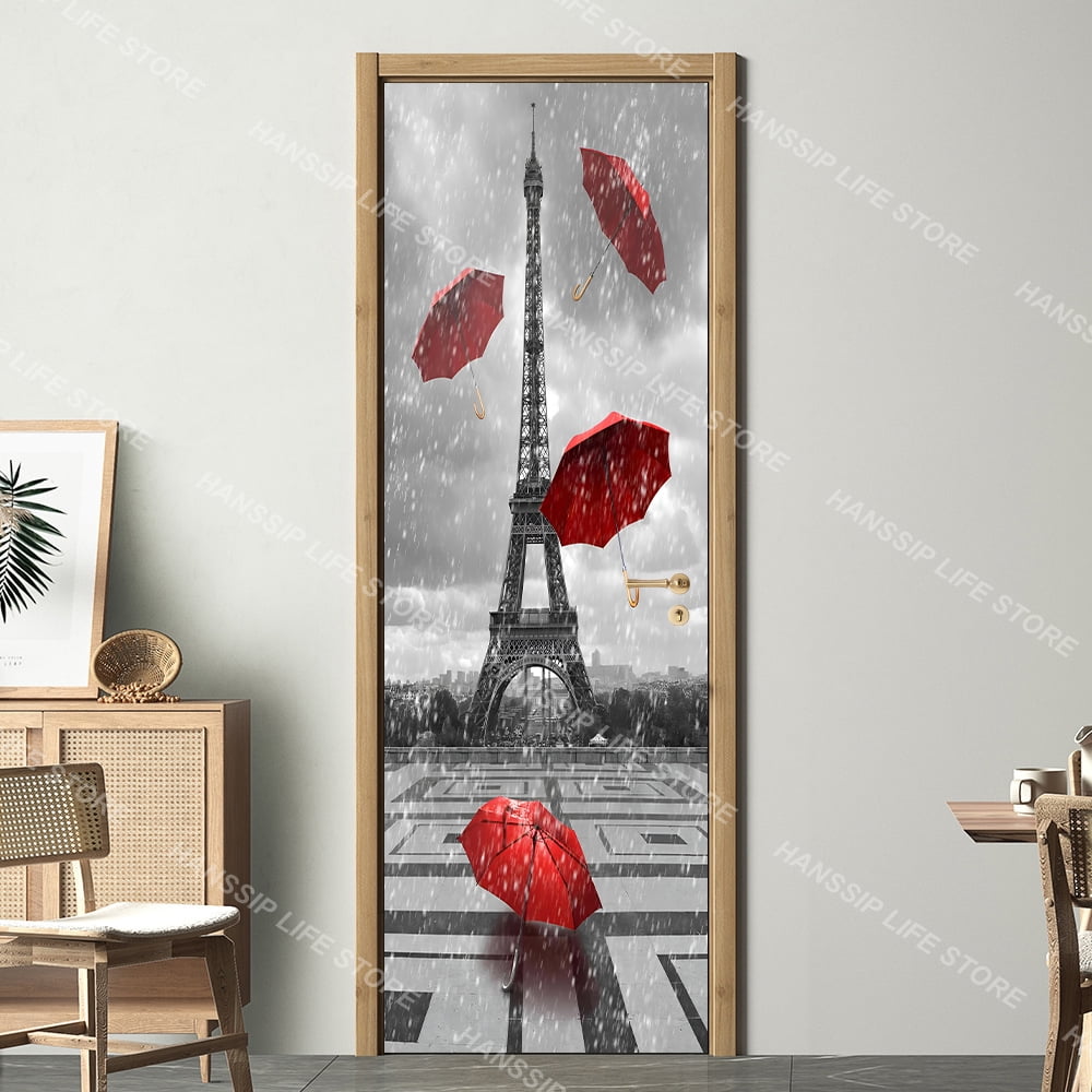 3D Realistic Wooden PVC Door Stickers Self Adhesive Wall Art Wallpaper ...
