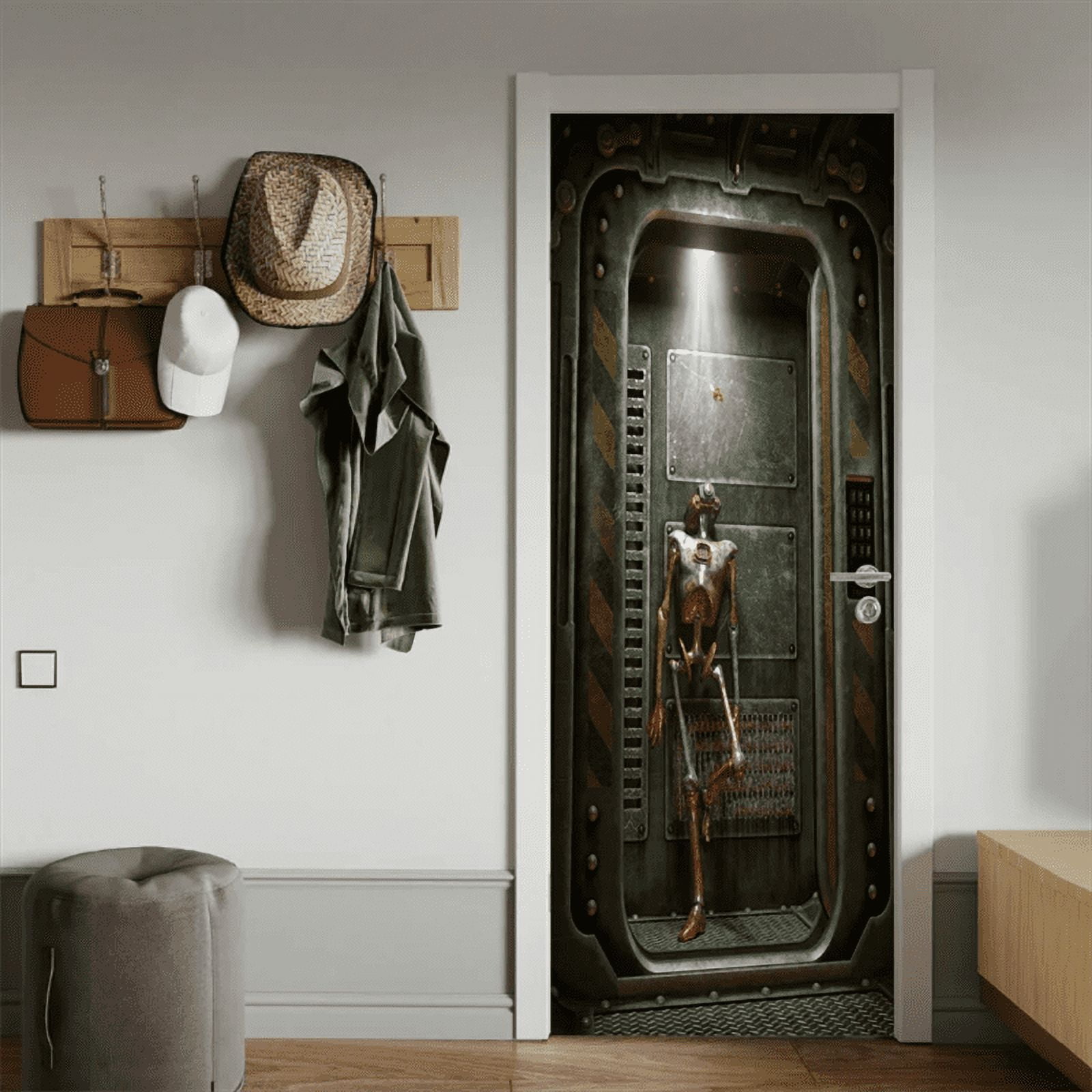 3D Realistic Wooden Pattern Door Sticker Self Adhesive PVC Vintage ...