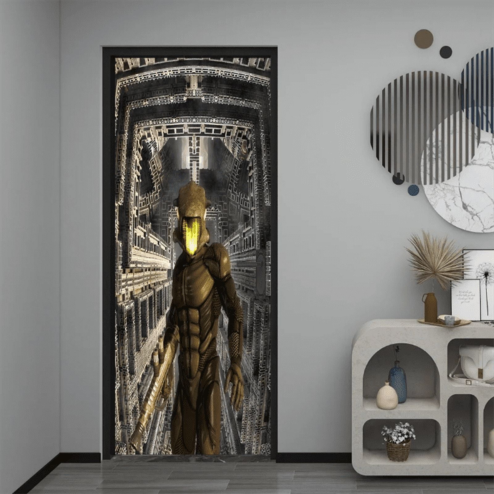 3D Realistic Wooden Pattern Door Sticker Self Adhesive PVC Vintage ...