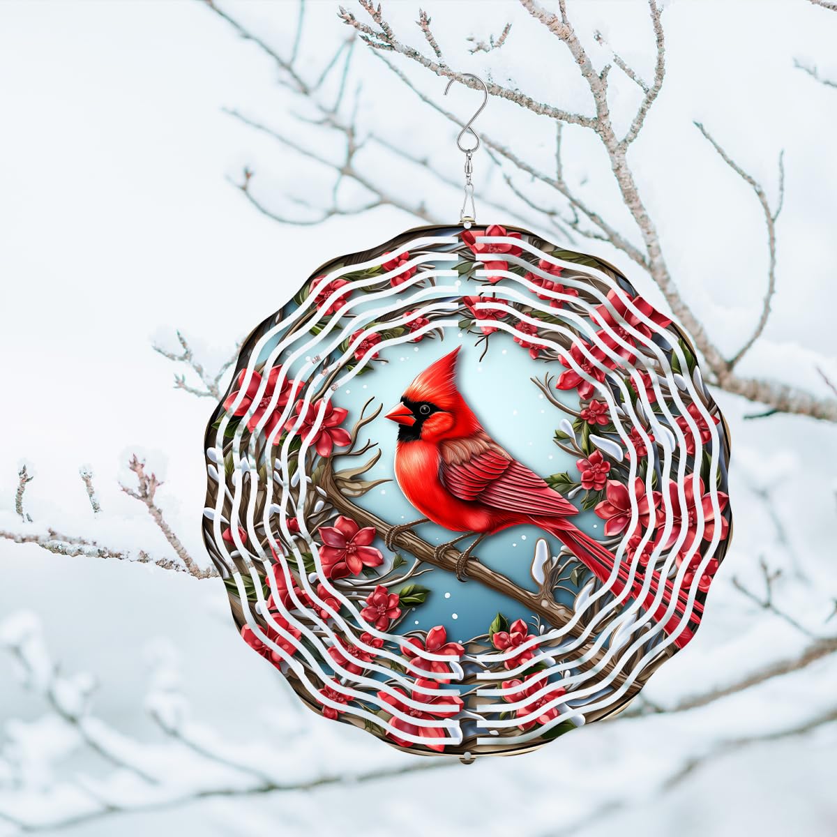 3D Red Cardinal Wind Spinner 10 Inch Stainless Steel Bird Wind ...