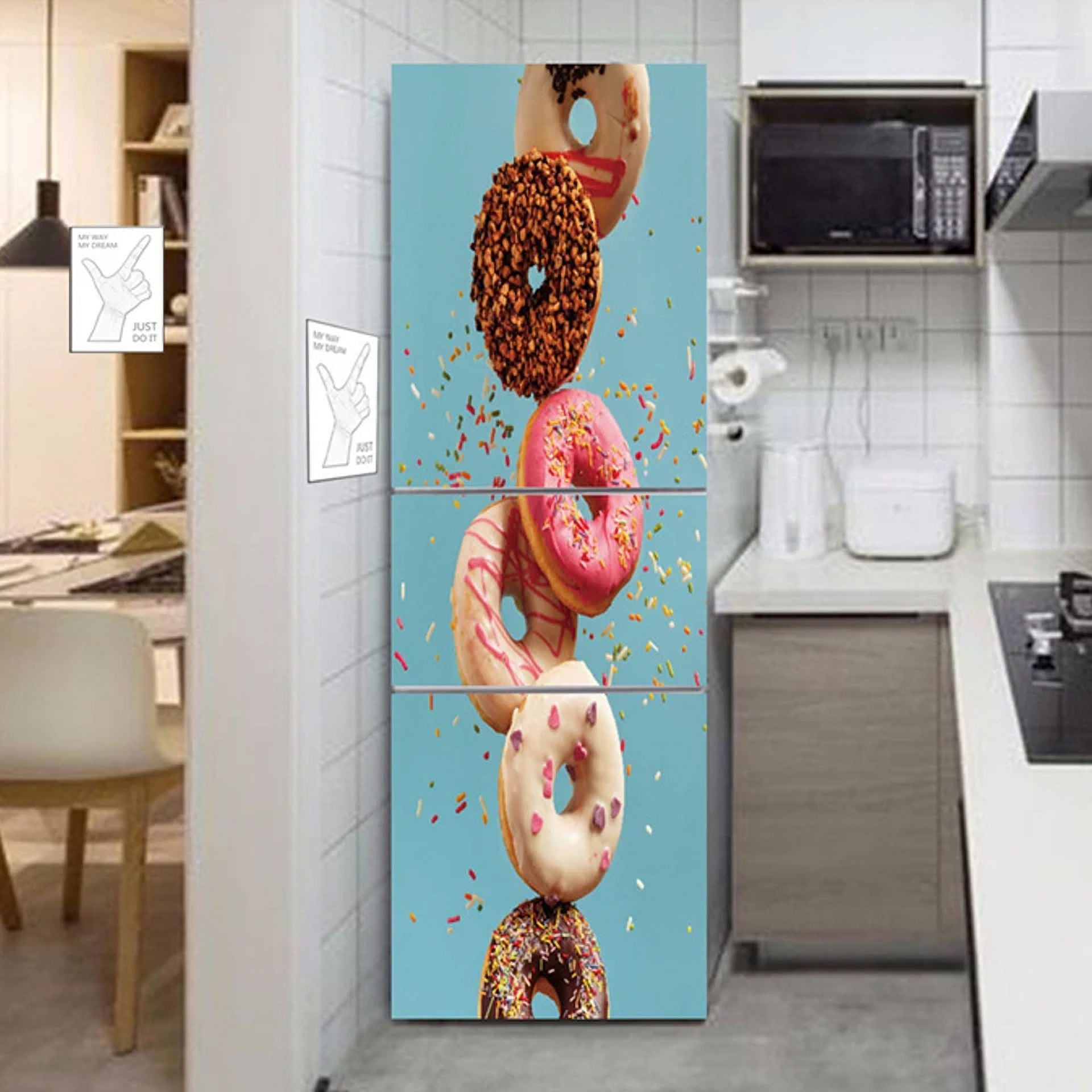 3D Refrigerator Stickers Landscape Flower Fridge Cover Waterproof Vinyl ...