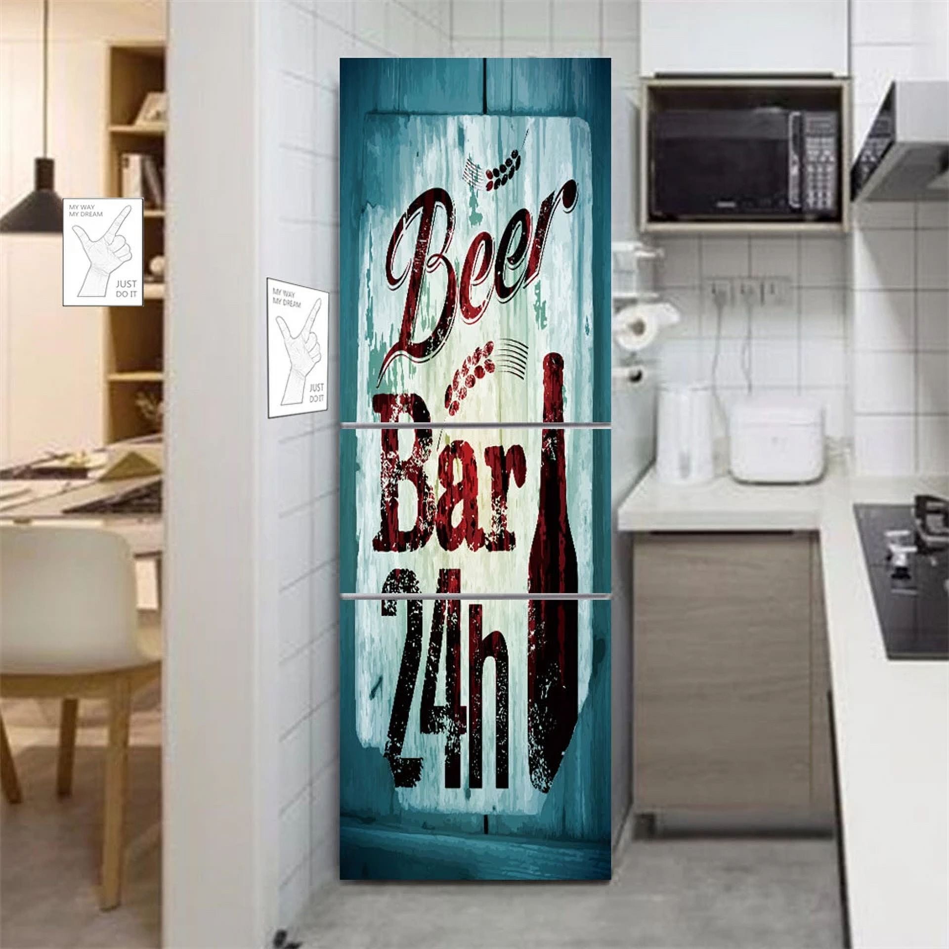 3D Refrigerator Stickers Landscape Flower Fridge Cover Waterproof Vinyl ...