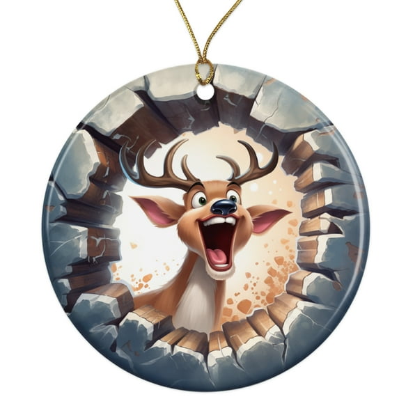 3D Reindeer Breakthrough Ceramic Ornament - Breakout 3D Cool Design Pop ...