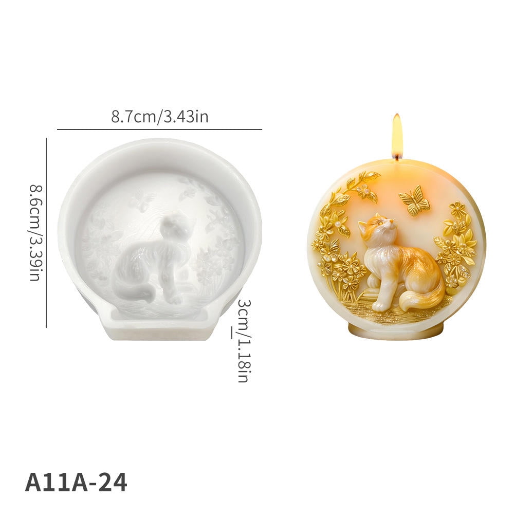 3D Relief Dog Cats Silicone Mold DIY Scented Candle Silicone Molds ...