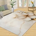 3D Relief Floral Rugs for Bedroom, White Marble Area Rugs for Living ...