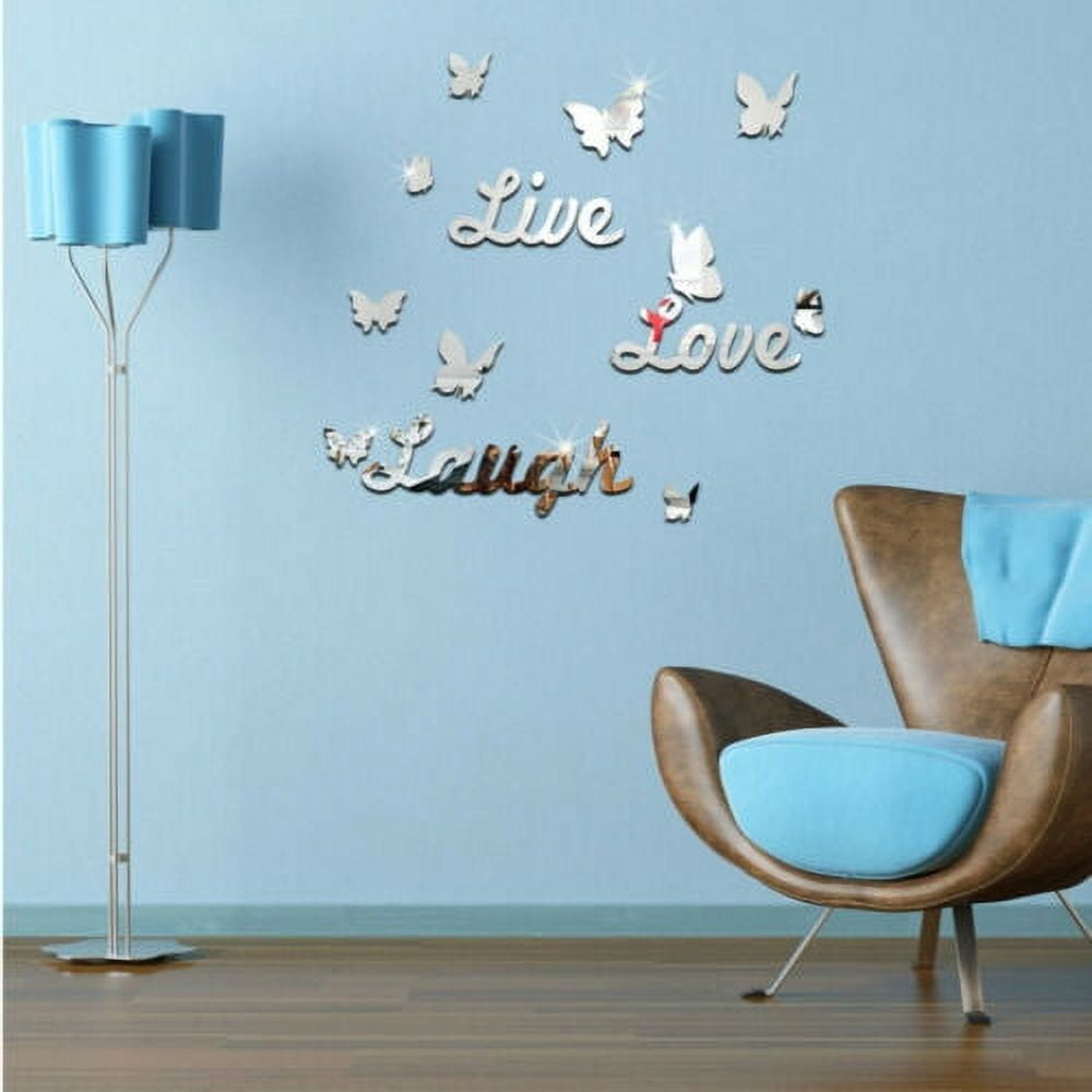 3D Removable Mirror Wall Sticker Love Butterfly Wall Decals Romantic ...