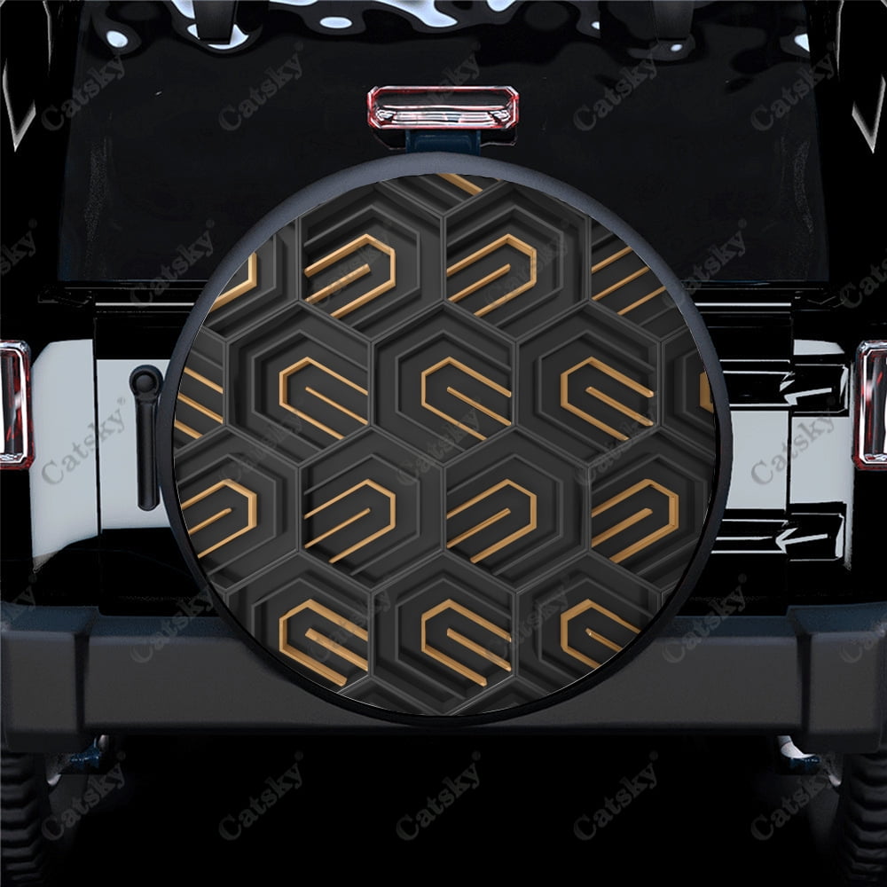 3D Render Hexagon Abstract Pattern Polyester Universal Spare Wheel Tire ...