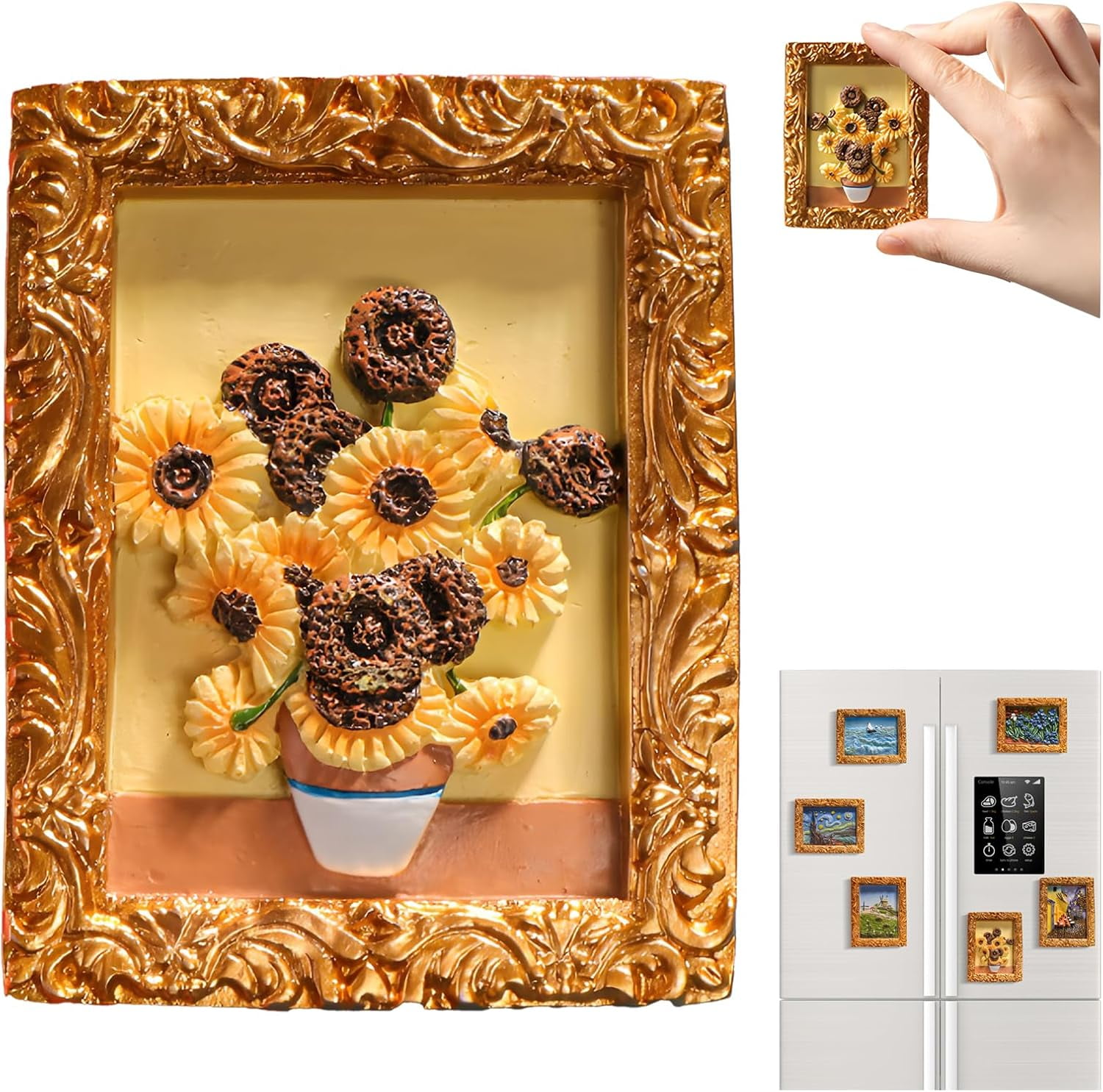 3D Resin Fridge Magnet Set, Decorative Art Magnets Inspired by Vincent ...