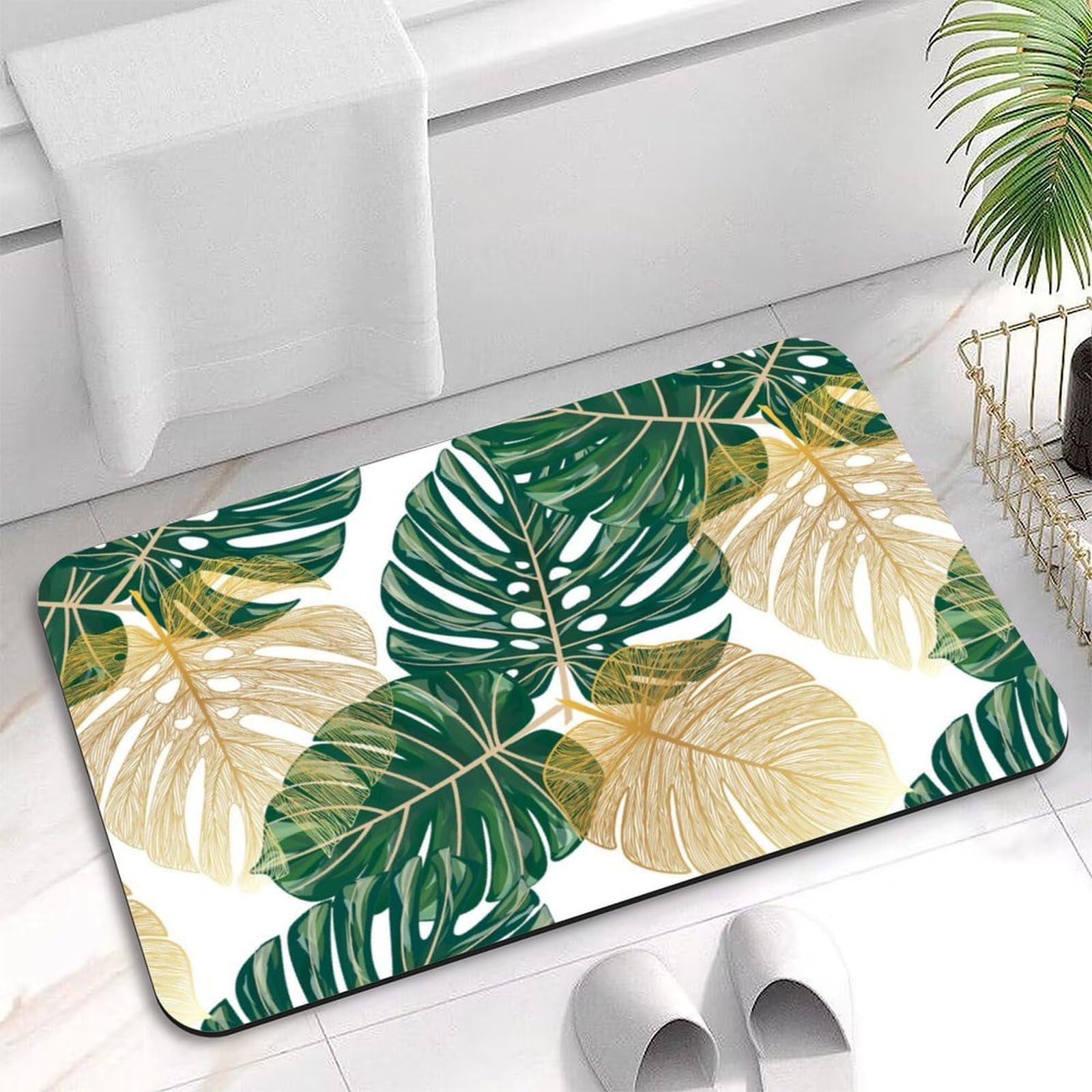 3D Retro Black Golden Plant Leaf Living Room Rugs Home Entrance Carpet ...