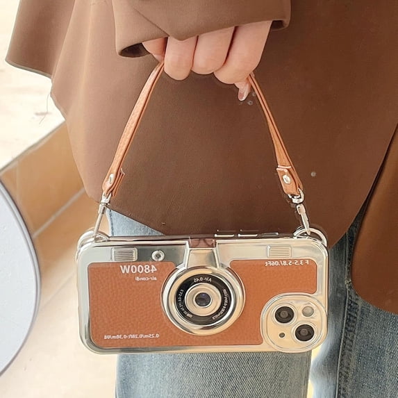 3D Retro Camera Graphic Phone Case, Vintage Camera Look Case with PU ...