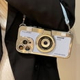 3D Retro Camera Graphic Phone Case with PU Leather Strap, Shockproof ...