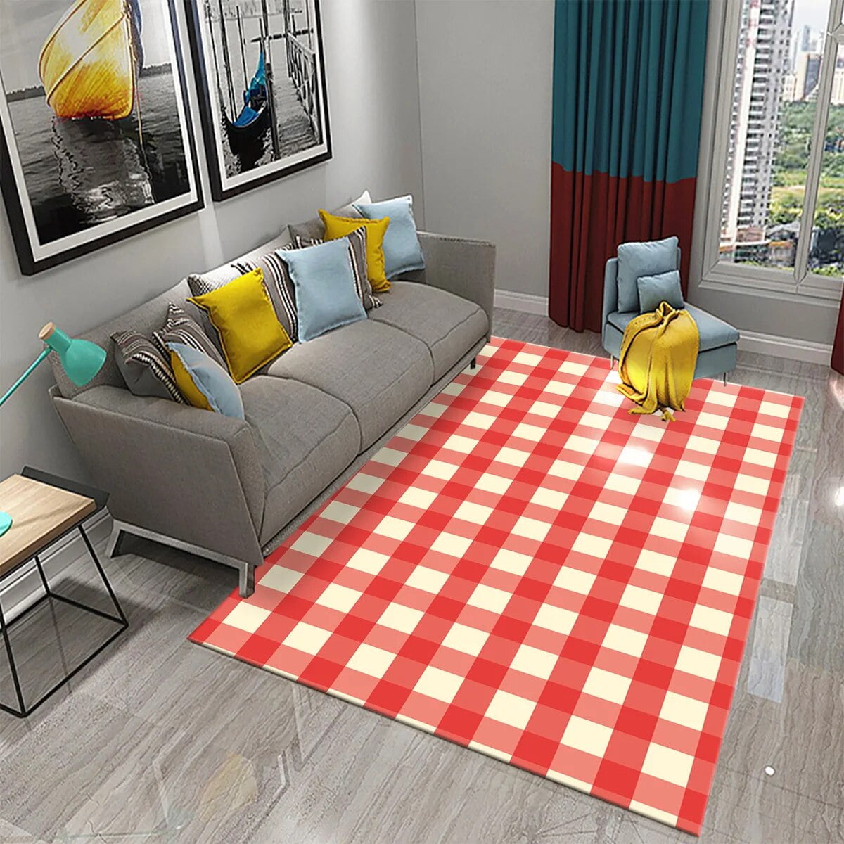 3D Retro Colorful Plaid Lines Carpet Colour Geometry Ethnic Style Rugs ...