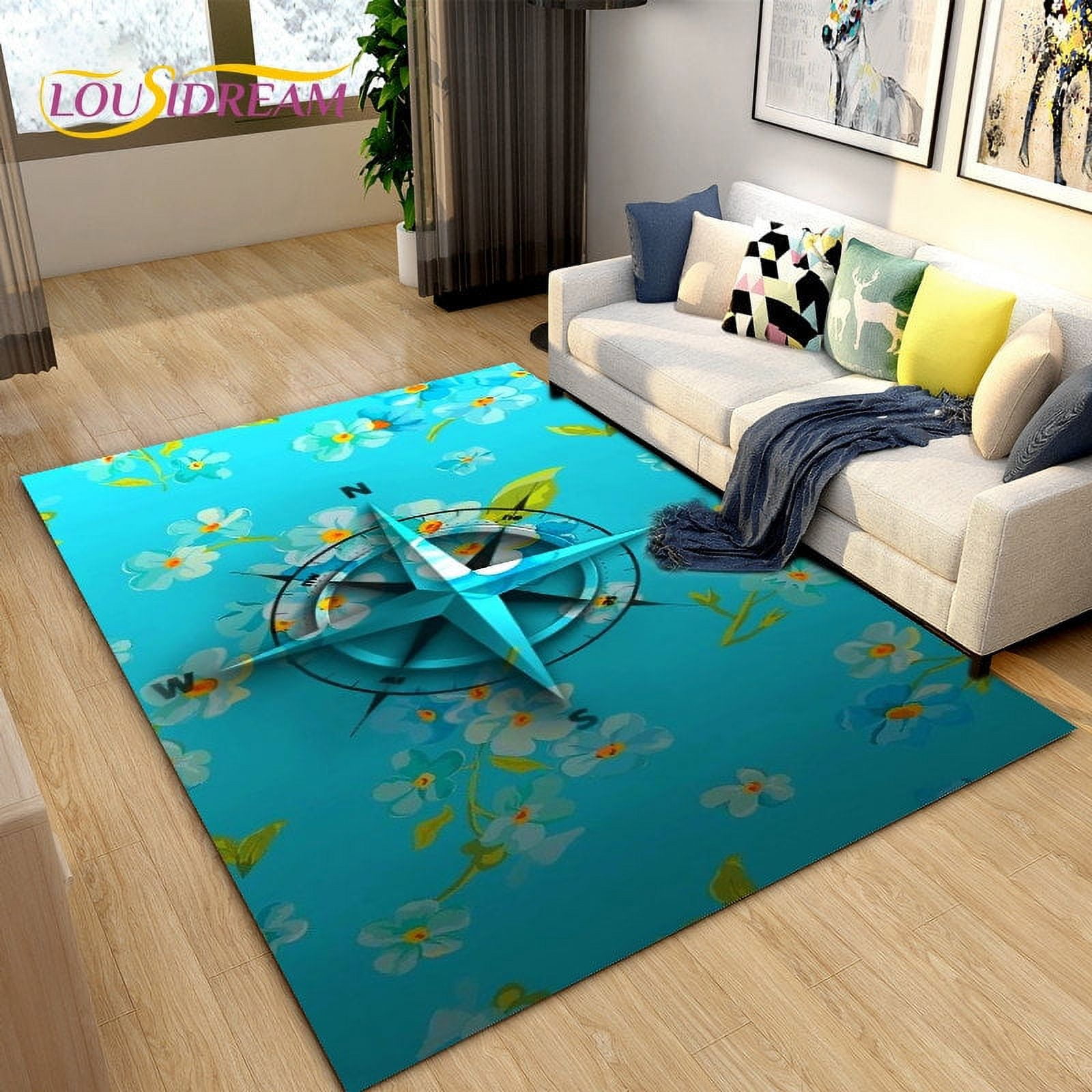 3D Retro Compass Map World Map Area Rug Carpet Rug for Living Room ...