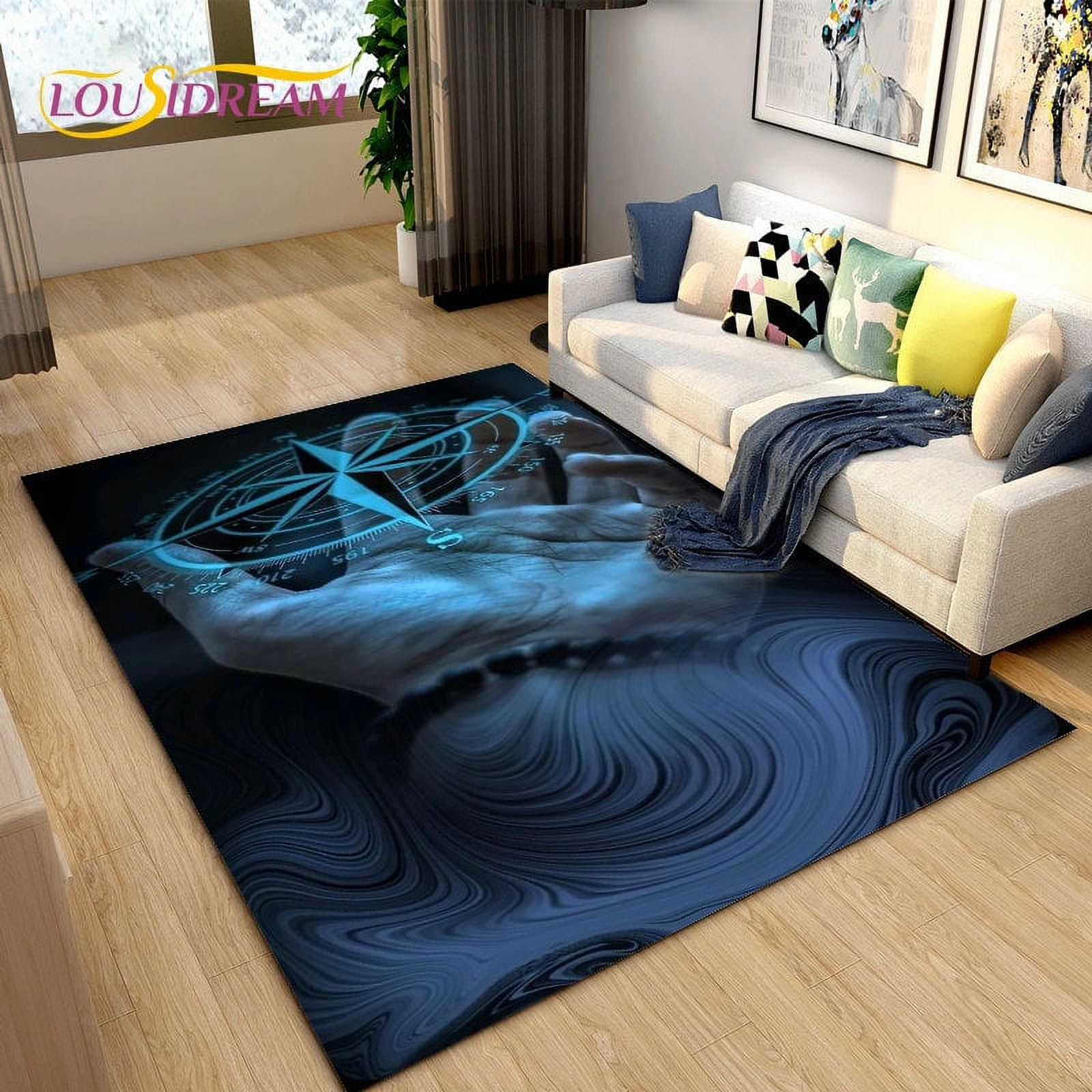 3D Retro Compass Map World Map Area Rug Carpet Rug for Living Room ...