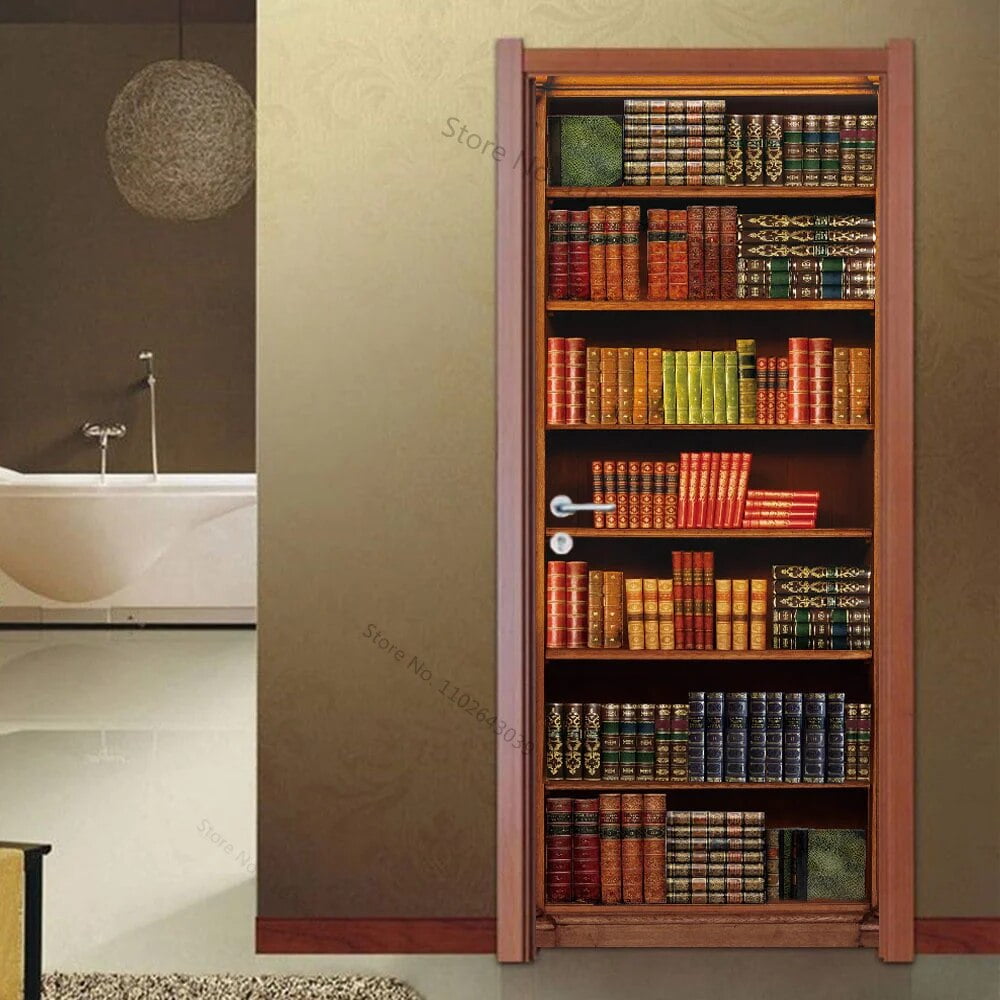 3D Retro Library Door Sticker Vinyl Wallpaper Self-adhesive DIY For ...