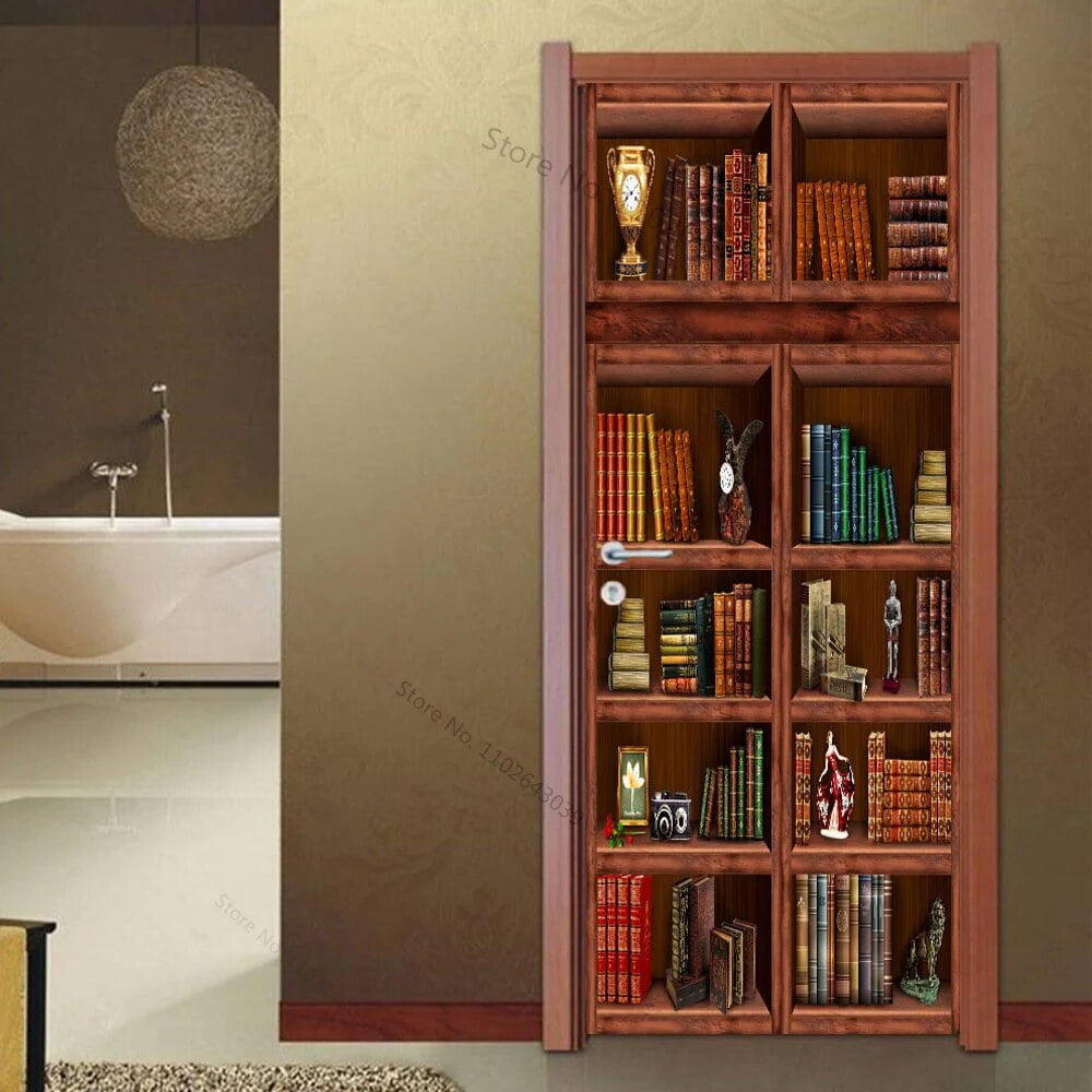 3D Retro Library Door Sticker Vinyl Wallpaper Self-adhesive DIY For ...