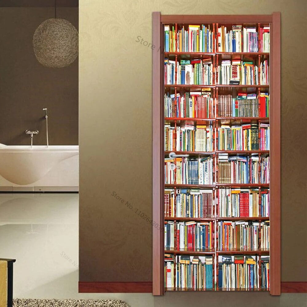 3D Retro Library Door Sticker Vinyl Wallpaper Self-adhesive DIY For ...