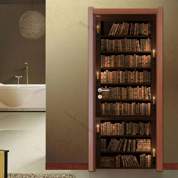 3D Retro Library Door Sticker Vinyl Wallpaper Self-adhesive DIY For ...