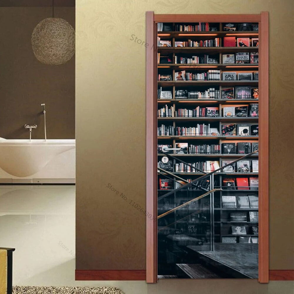 3D Retro Library Door Sticker Vinyl Wallpaper Self-adhesive DIY For ...
