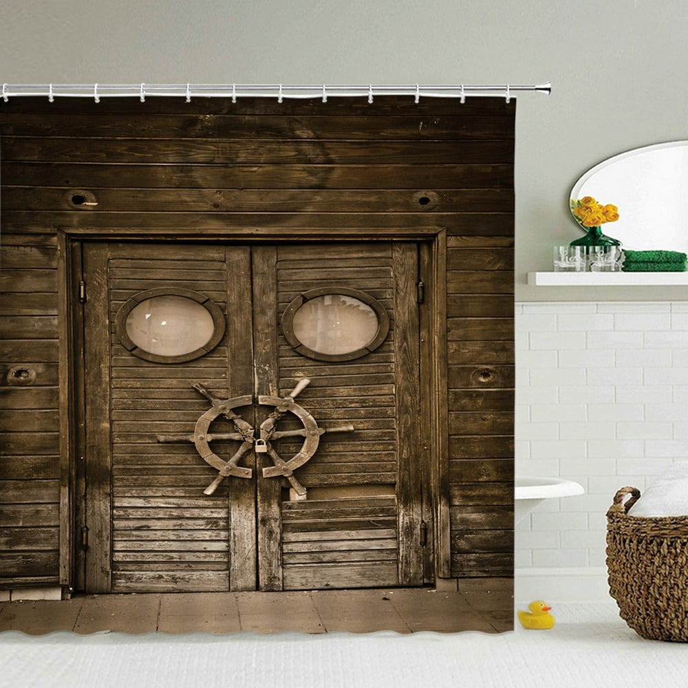 3D Retro Old Wood Pattern Shower Curtains Europe and America Style ...