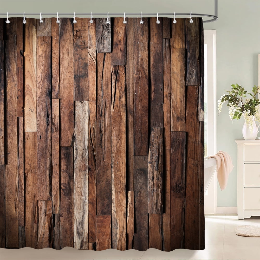 3D Retro Old Wood Pattern Shower Curtains Europe and America Style ...