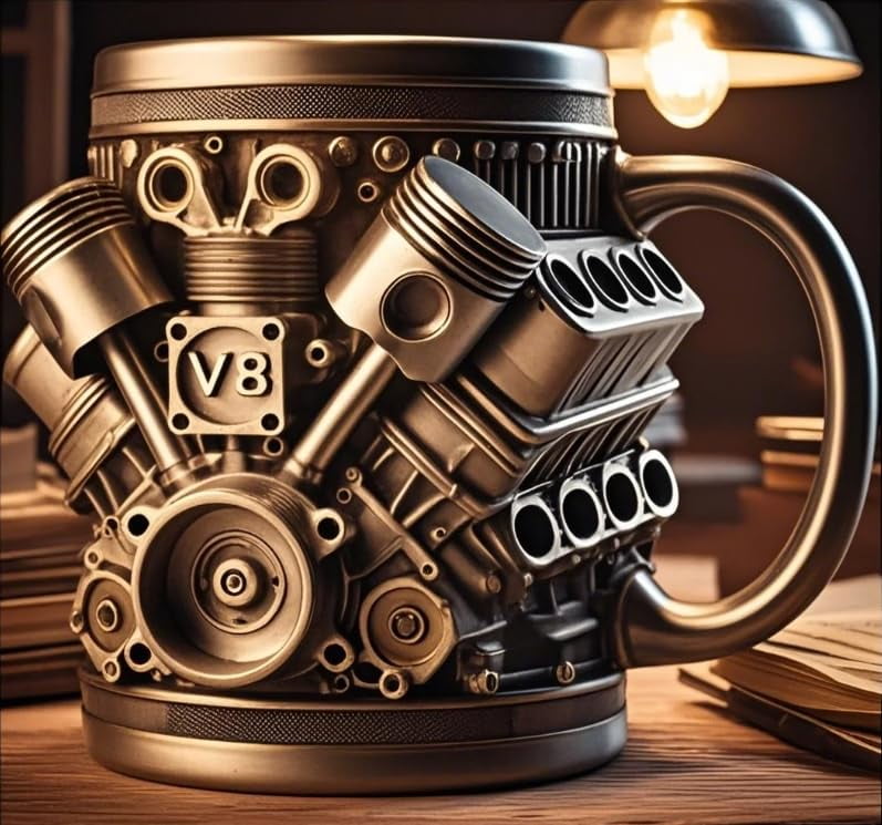 3D Retro Punk V Engines Stainless Steel Cup, V8 & V6 Engine Design ...
