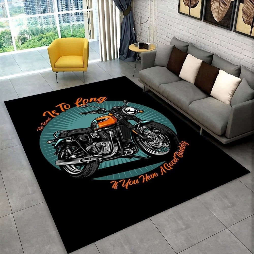 3D Retro Vintage Motorcycle Area Rug Large Carpet Rug for Living Room ...