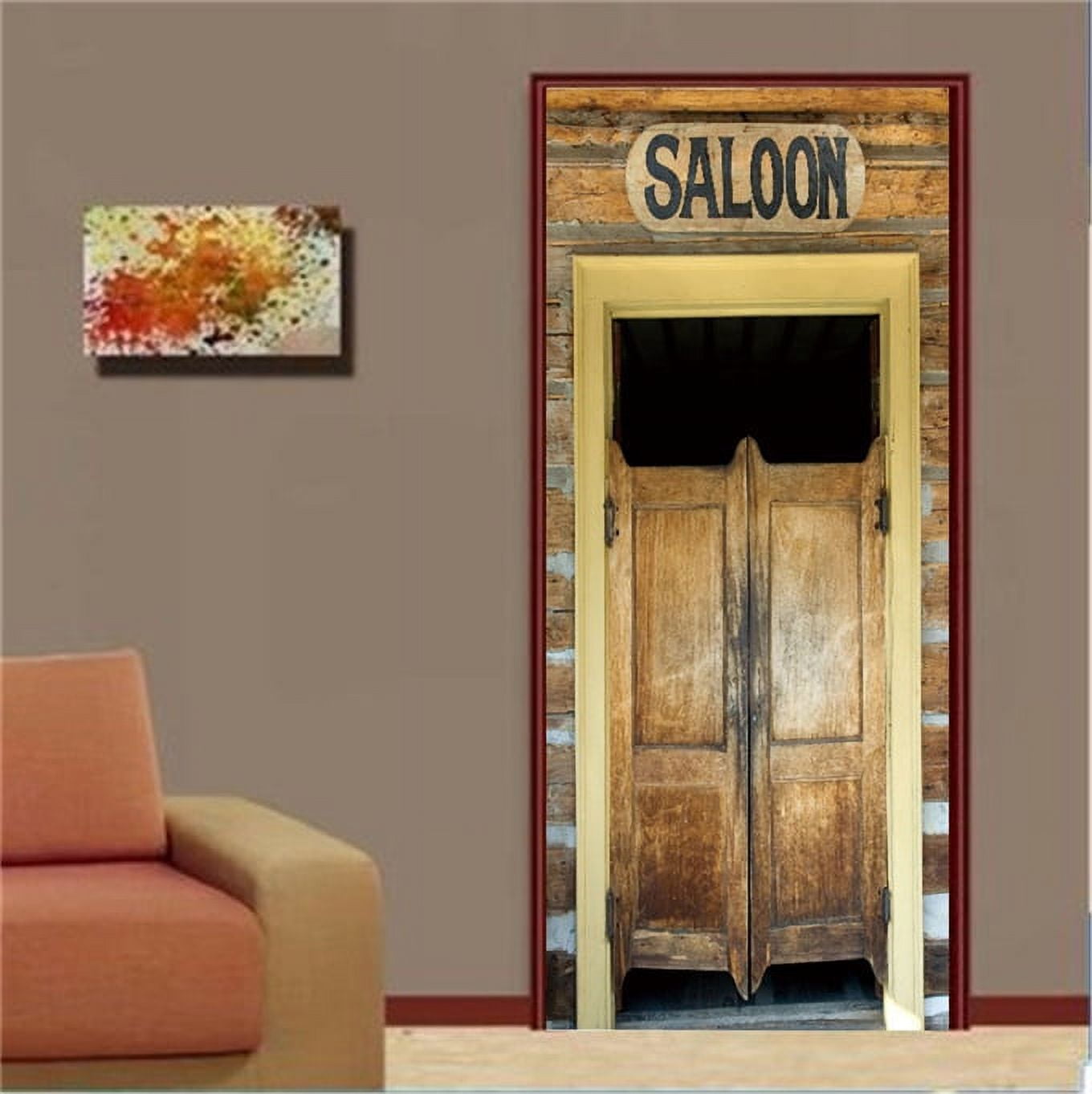 3D Retro Wooden Door Sticker Self-Adhesive Room Decoration Decal Home ...