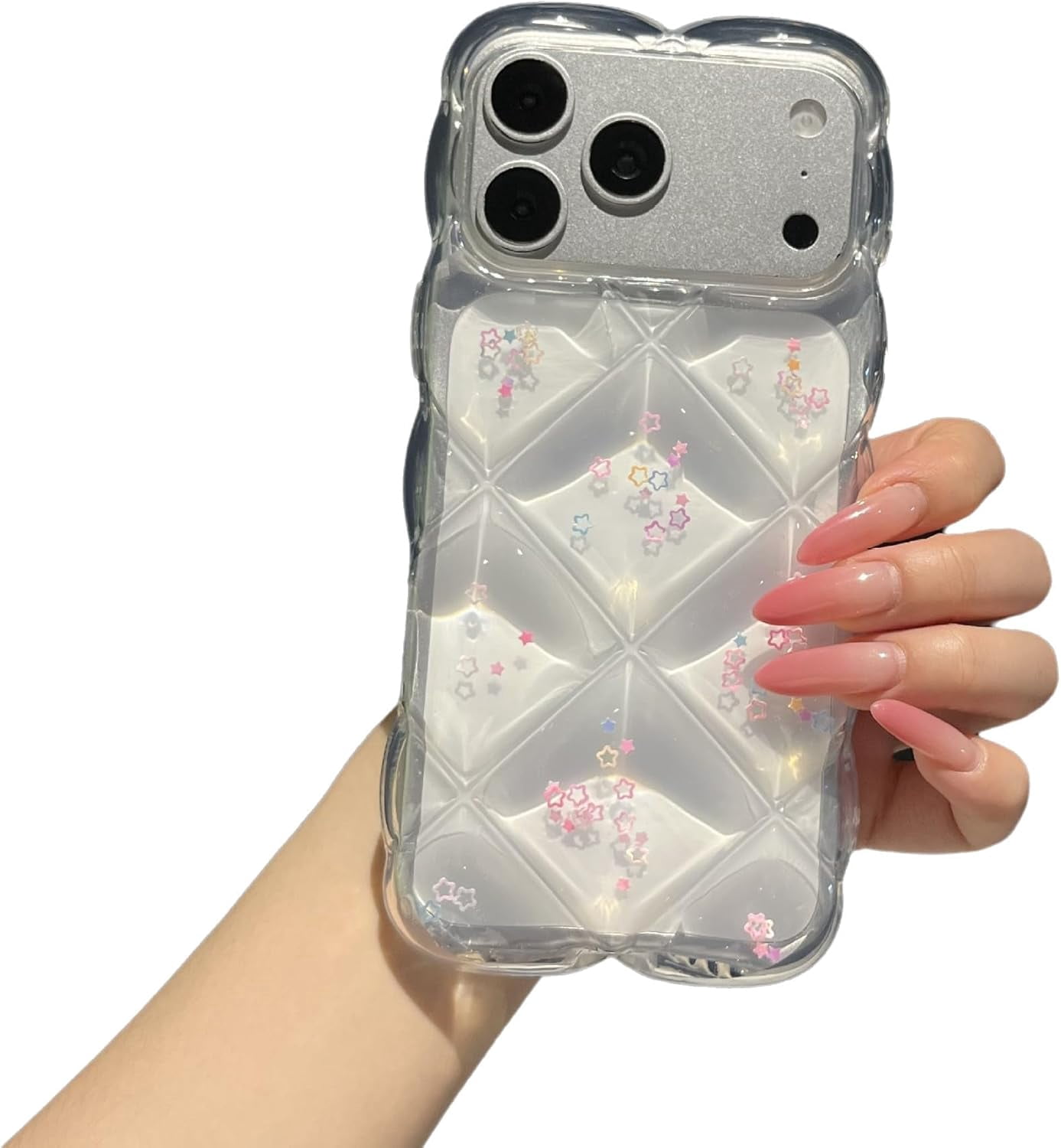 3D Rhombus Grid Bling Glitter Stars Phone Case for iPhone (iPhone 16 ...