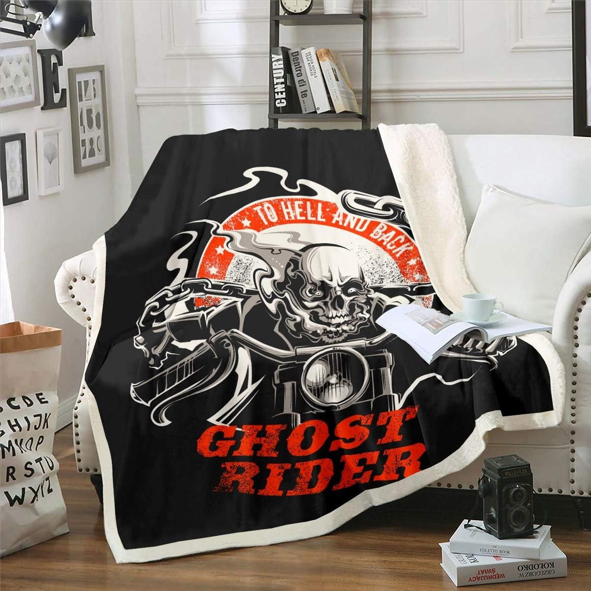 3D Ride and Die Skull Blanket for Kids Boys Teens Rider Print Fleece ...