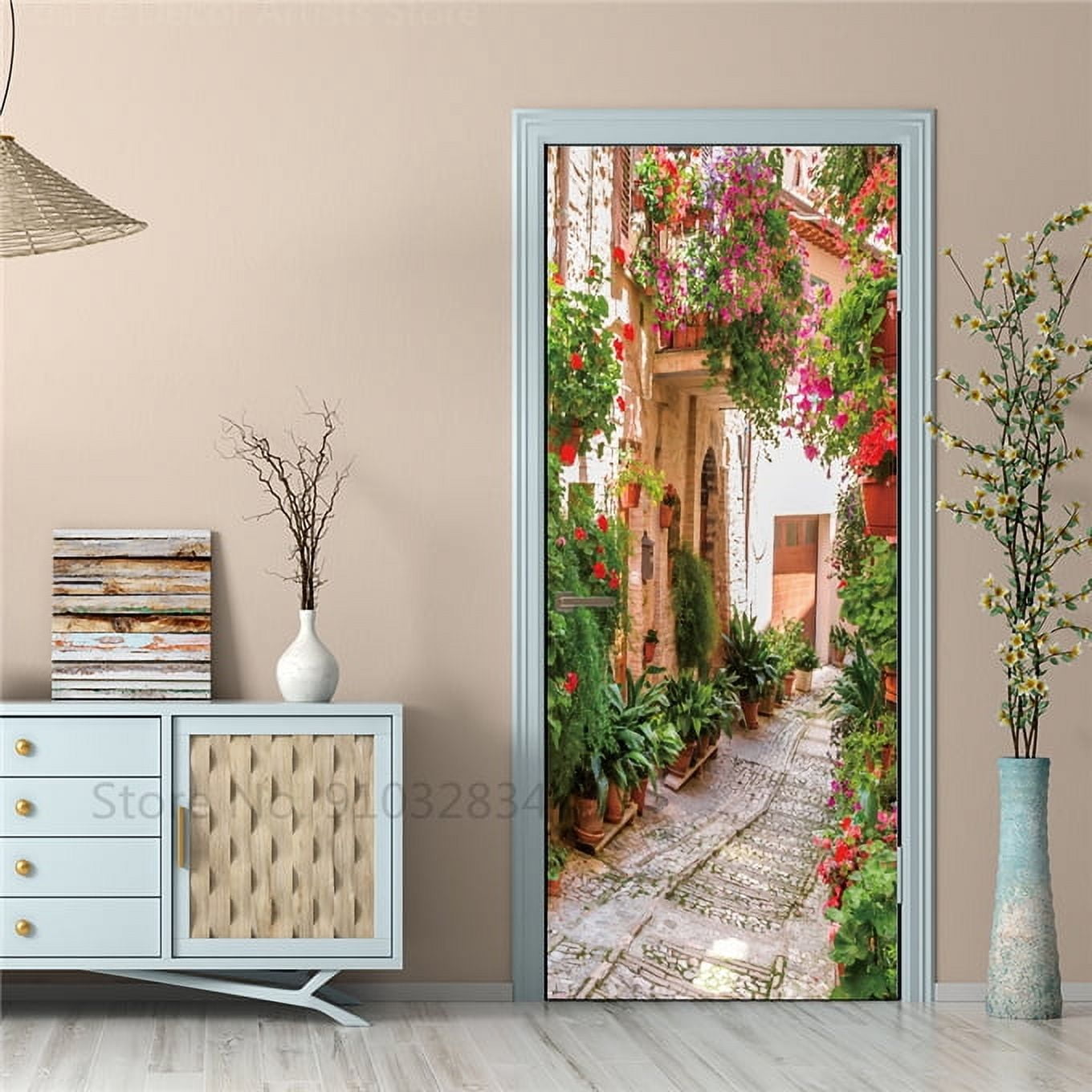 3D Road Door Sticker Landscape Feather Wallpapers Wall Sticker Room ...