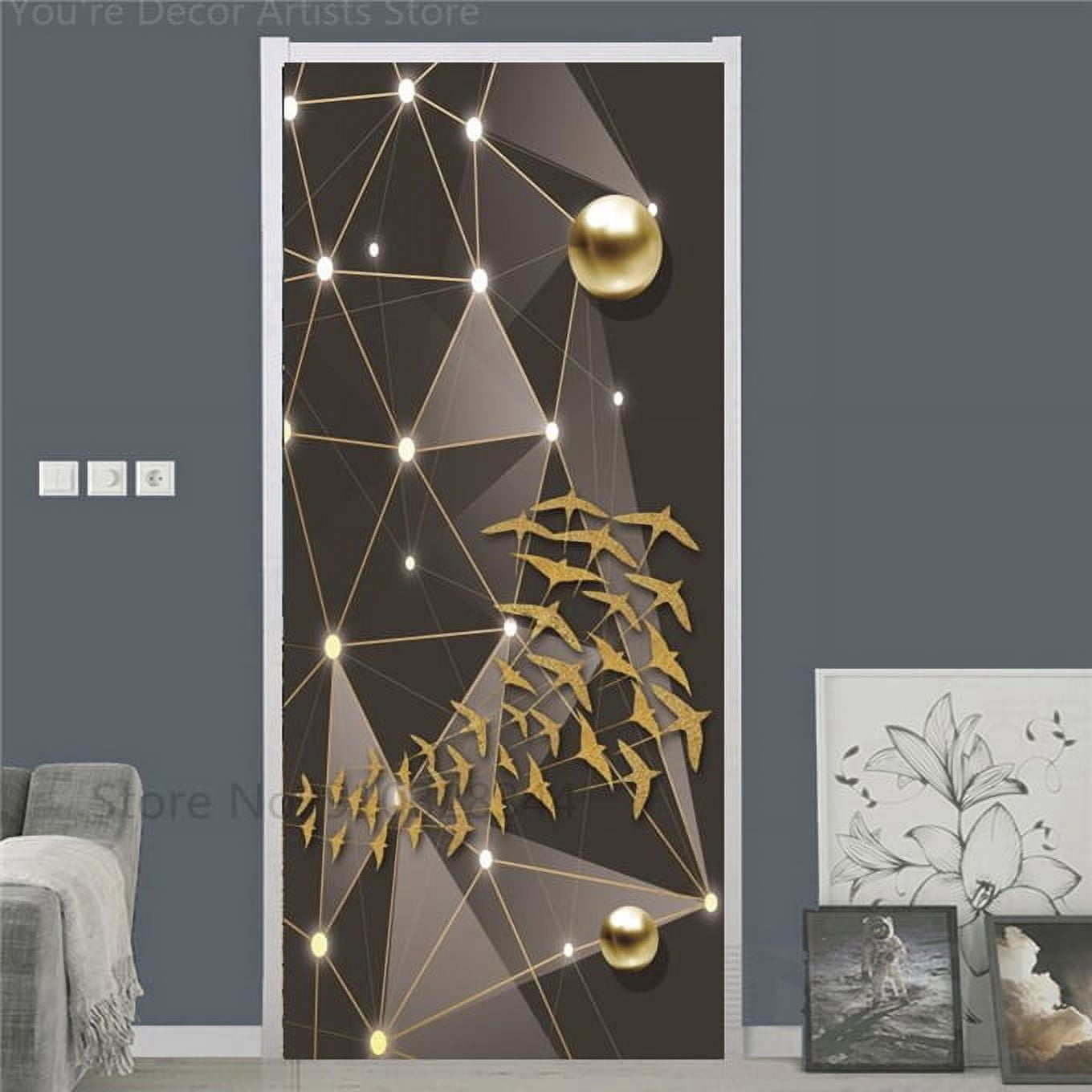 3D Road Door Sticker Landscape Feather Wallpapers Wall Sticker Room ...