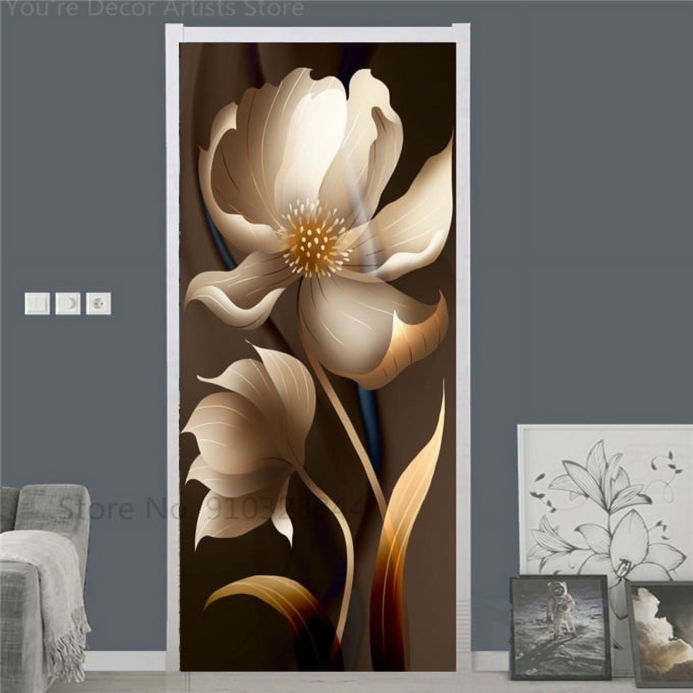 3D Road Door Sticker Landscape Feather Wallpapers Wall Sticker Room ...