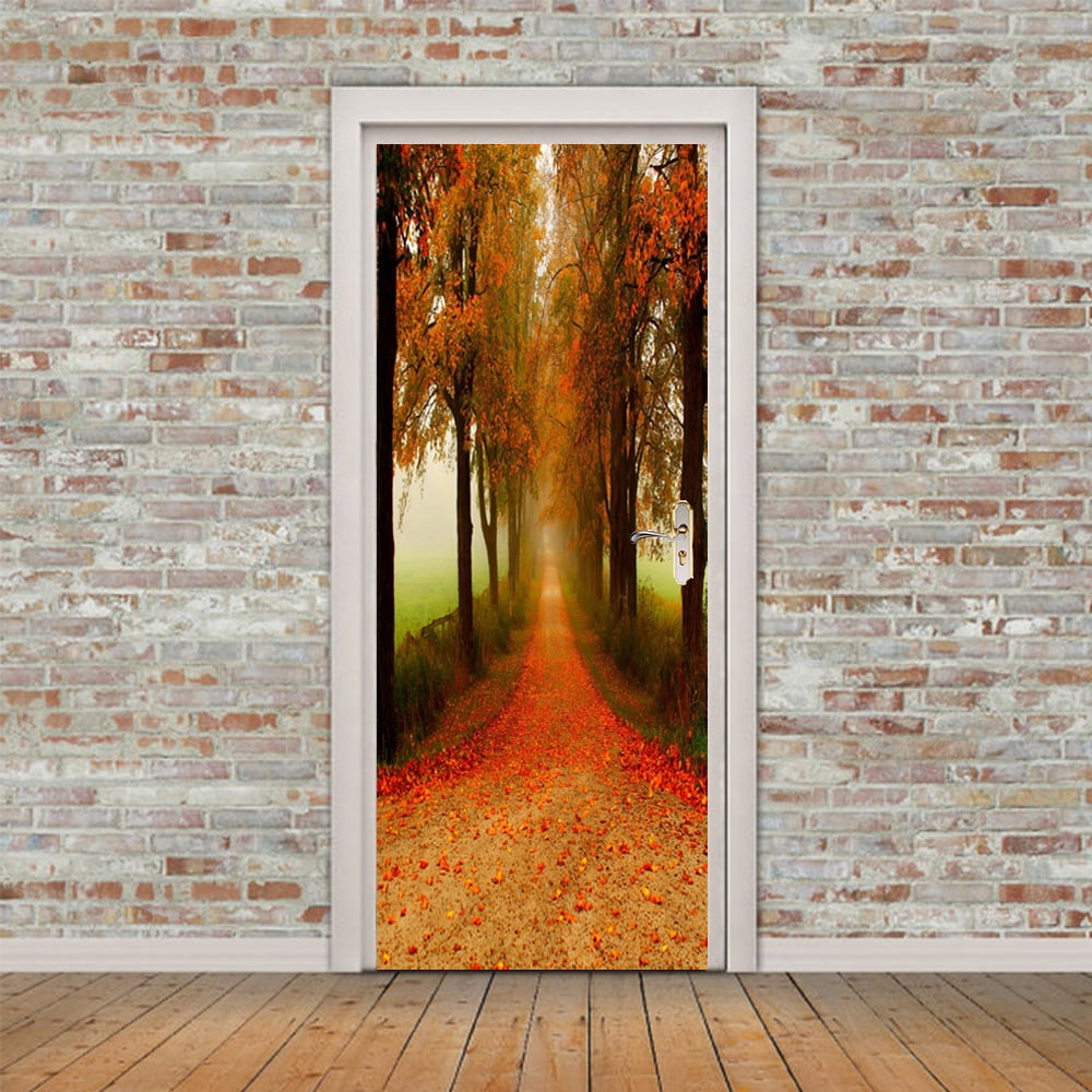 3D Road Landscape Door Sticker ration Mural Removable PVC Self-adhesive ...