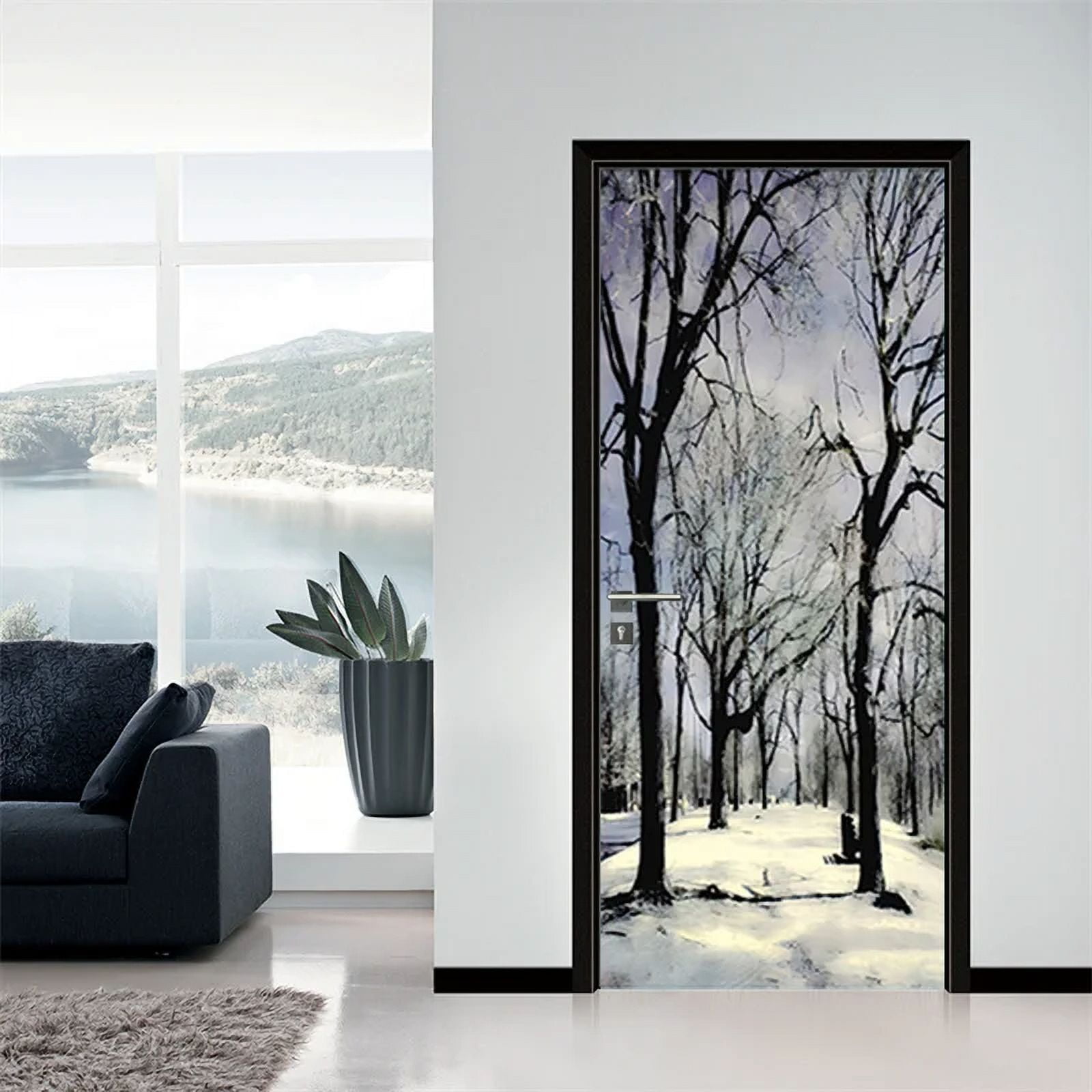 3D Road Landscape Door Sticker ration Mural Self-adhesive PVC Wallpaper ...