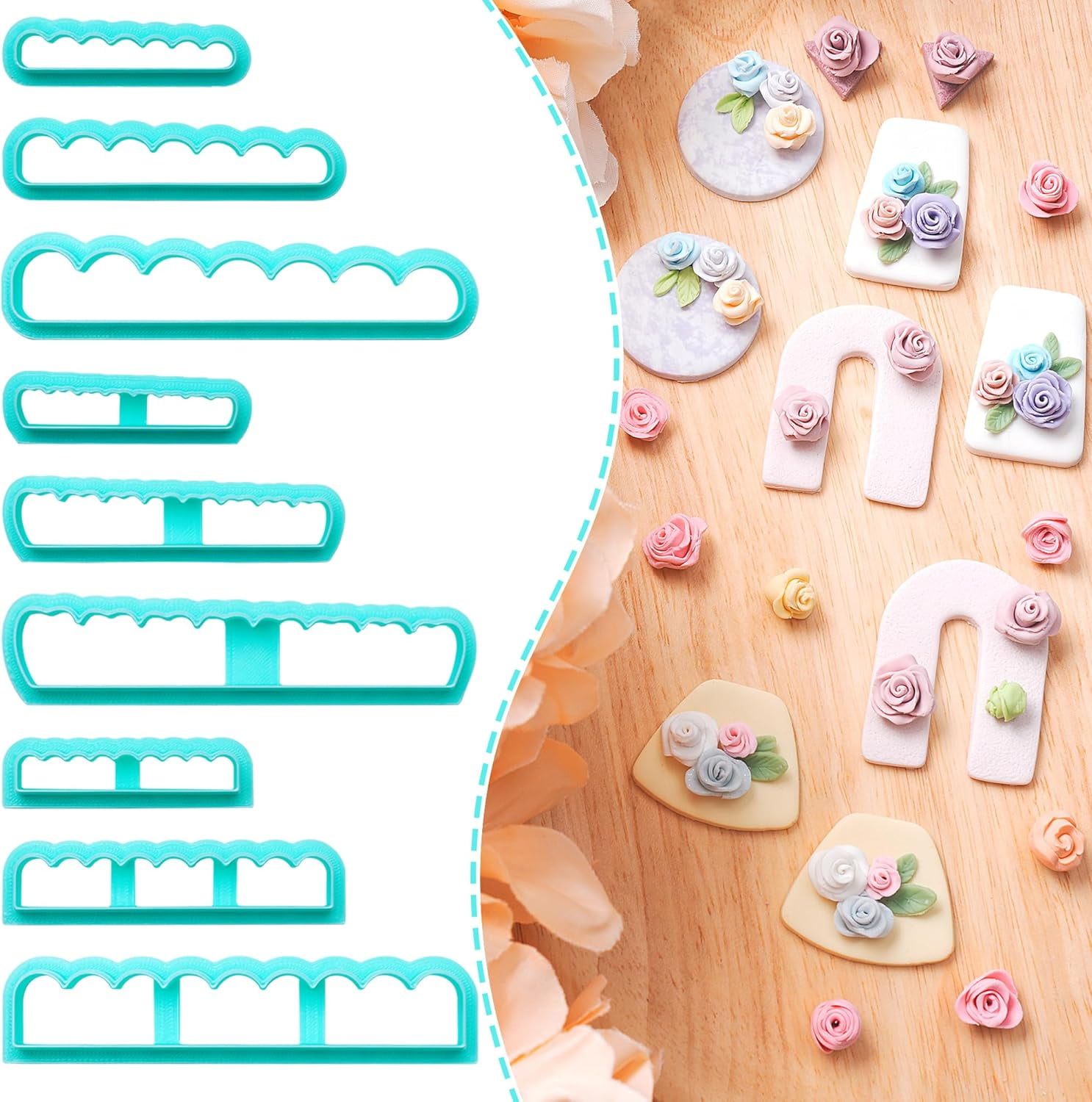 3D Rolling Floral Polymer Clay Cutter, 9 Pcs DIY Flower Creator for ...