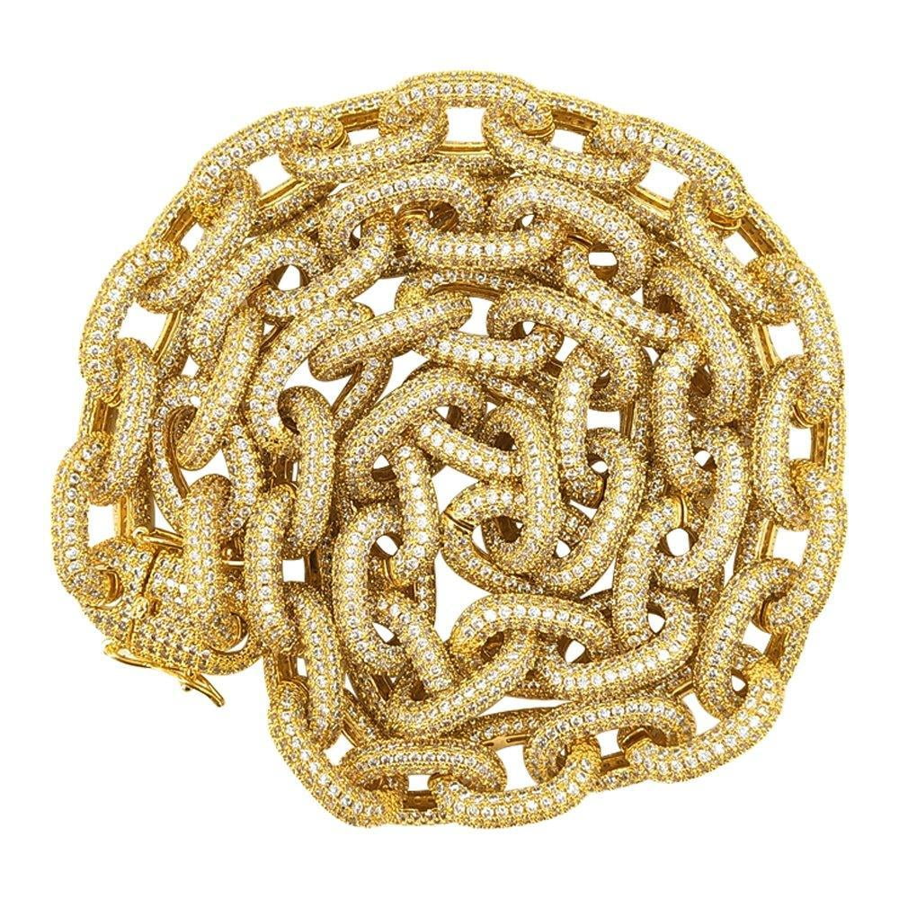 3D Rolo Chain Link Gold Bling Bling Necklace - Walmart.com