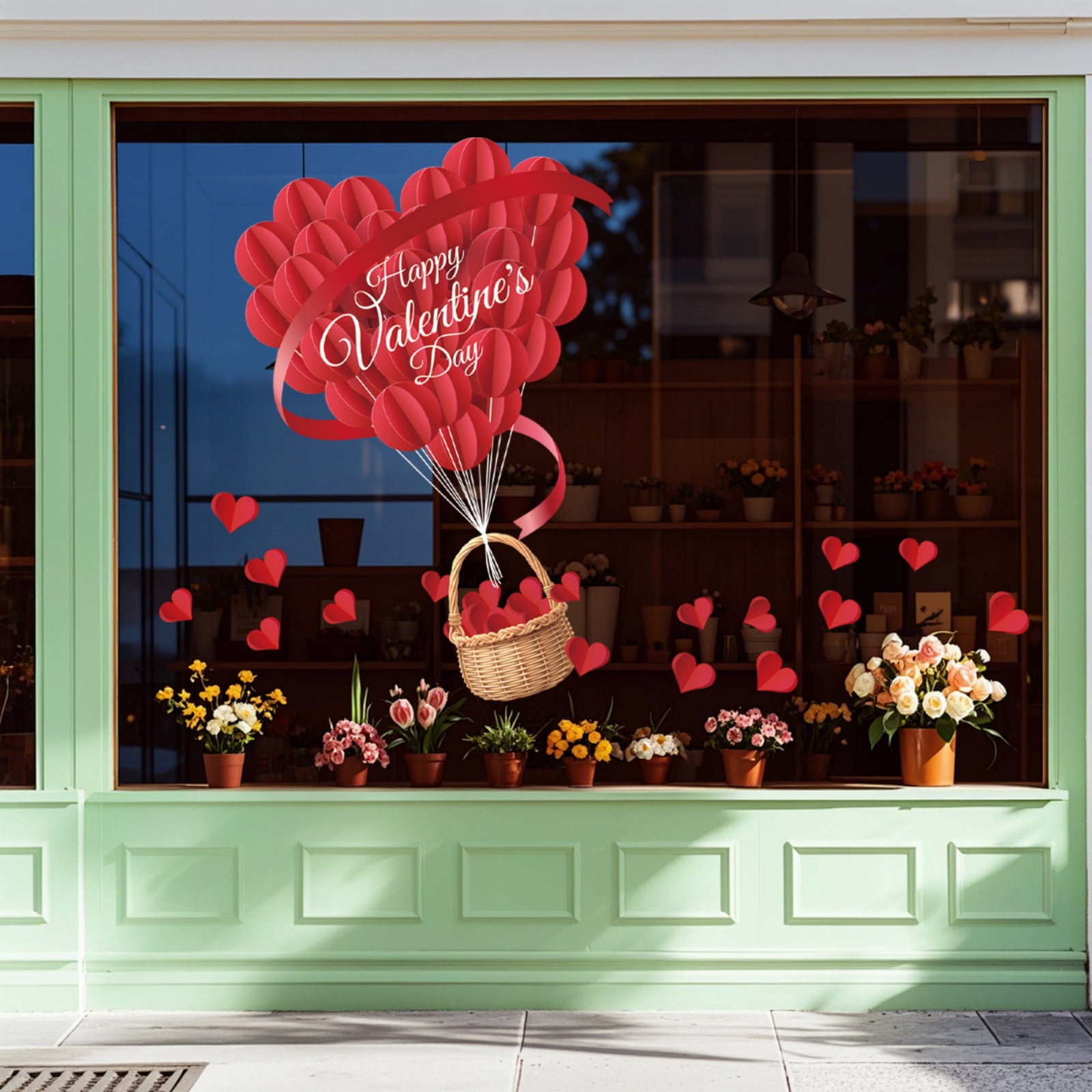 3D Romantic Heart Valentine's Day Window Sticker, Romantic Valentine's ...