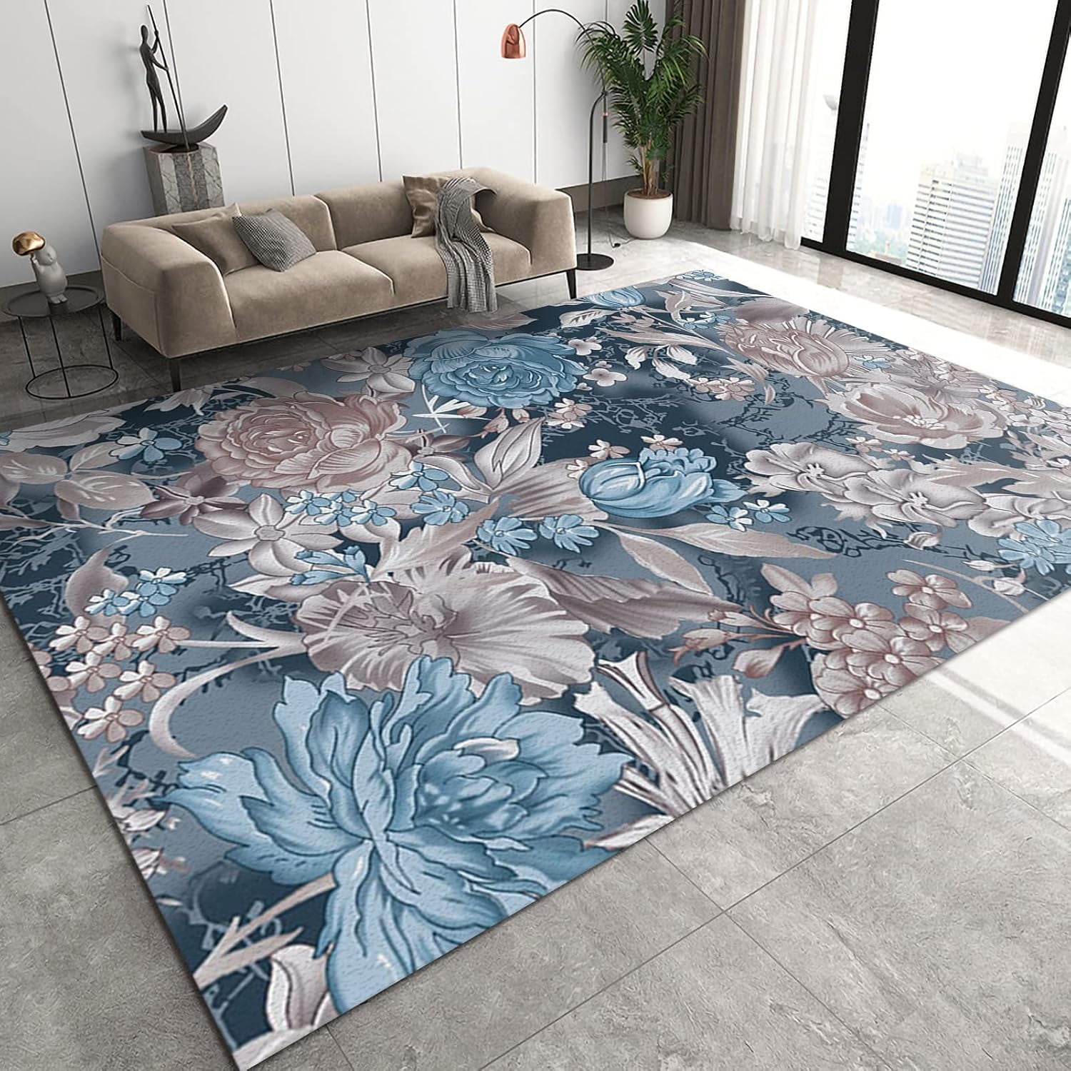 3D Romantic Rose Area Rugs, Nordic Style Flower Carpet, Bathroom Rugs ...