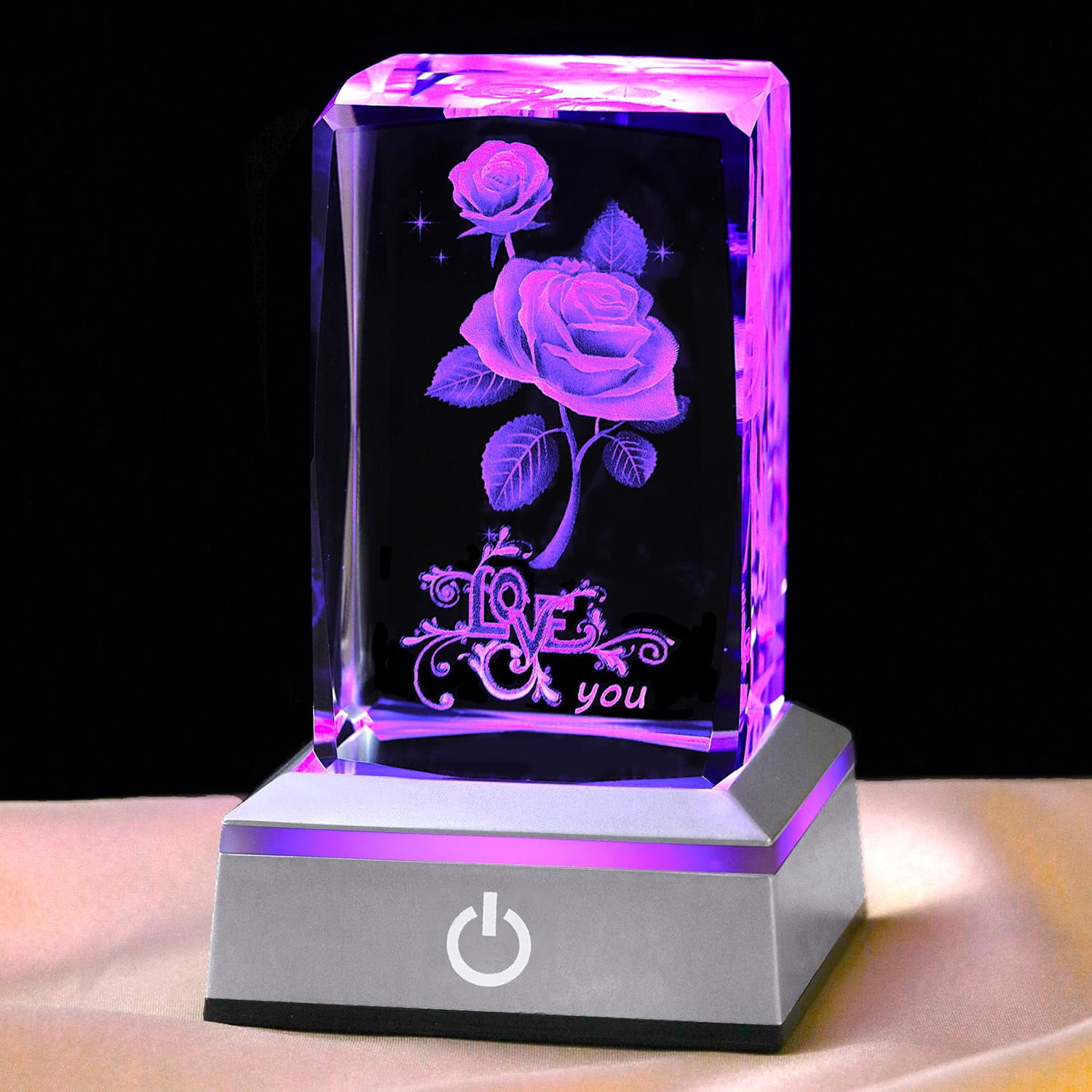 3D Rose Crystal Nightlight A-Rose3, Decorative Lamp for Gifts and Home ...
