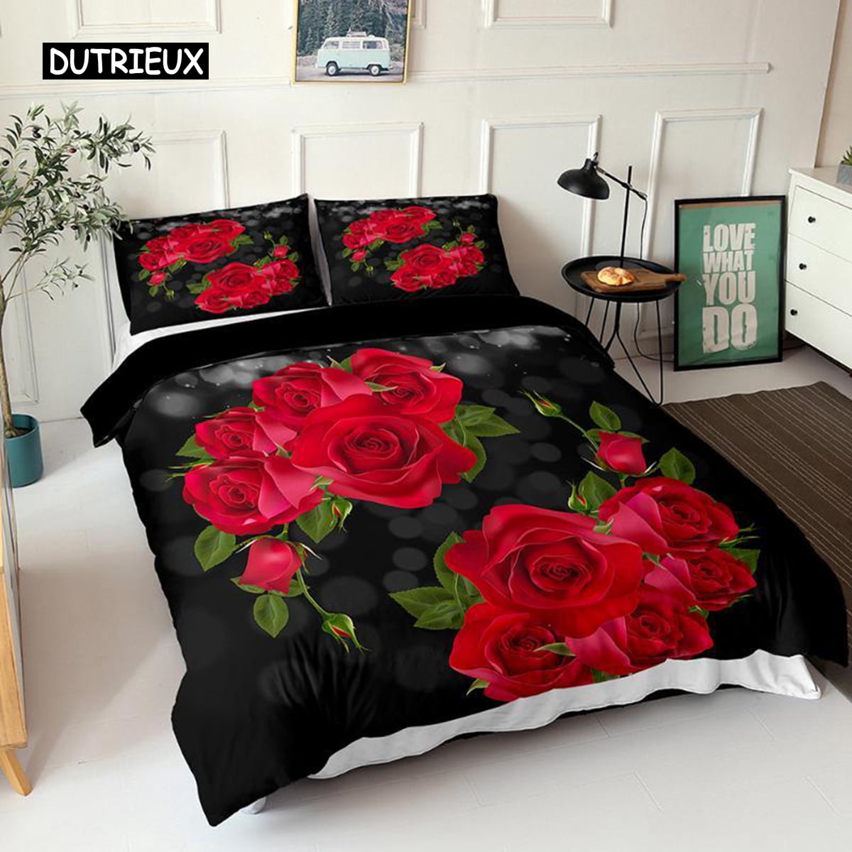 3D Rose Flower Bedding Set 3D Print Duvet Cover Quilt Cover with Zipper ...