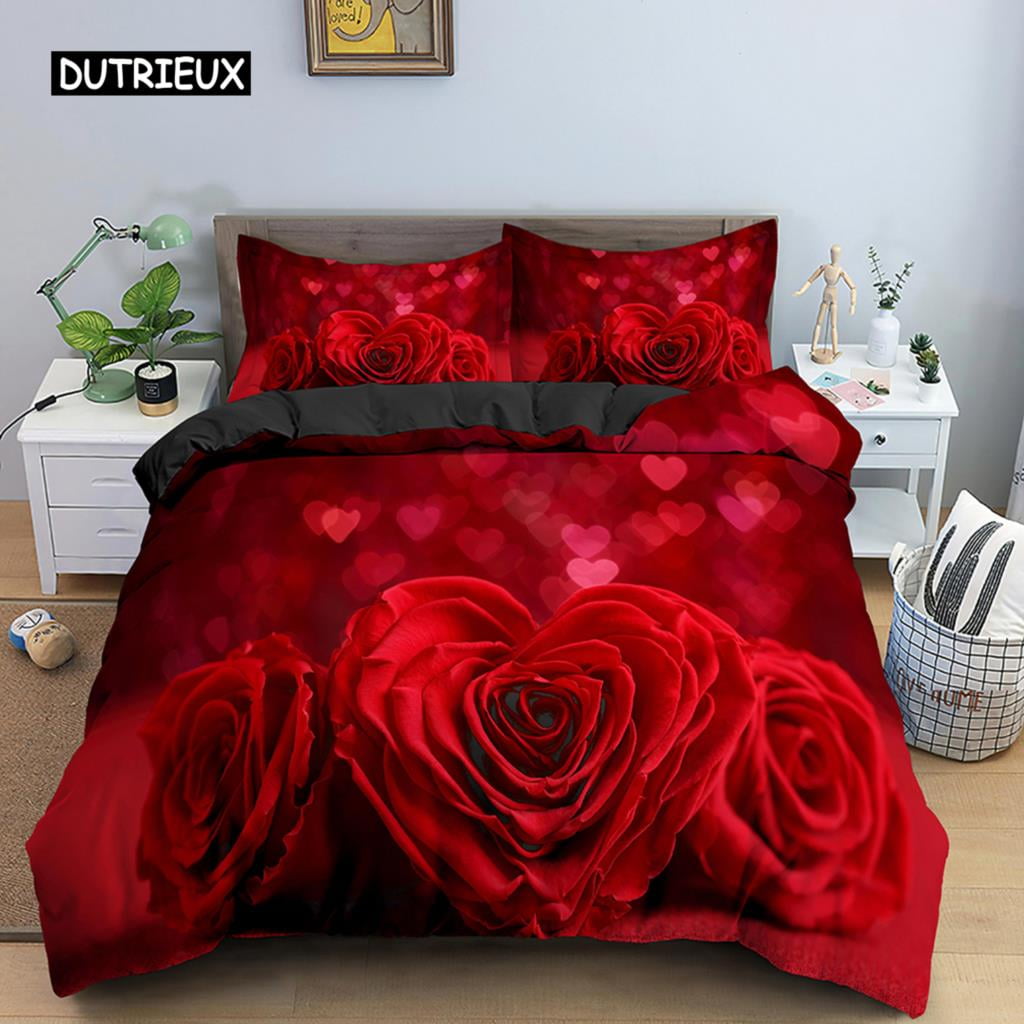 3D Rose Flower Bedding Set 3D Print Duvet Cover Quilt Cover with Zipper ...