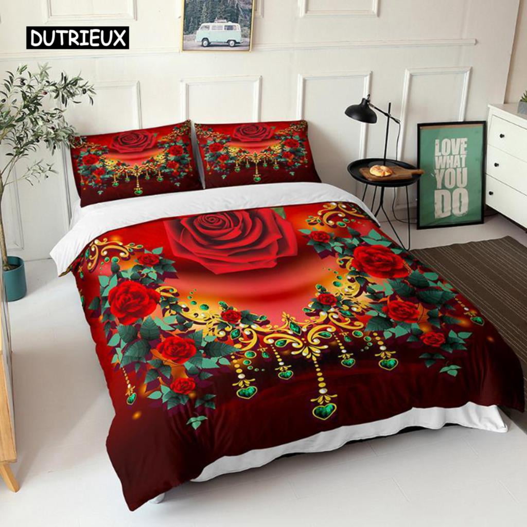 3D Rose Flower Bedding Set 3D Print Duvet Cover Quilt Cover with Zipper ...