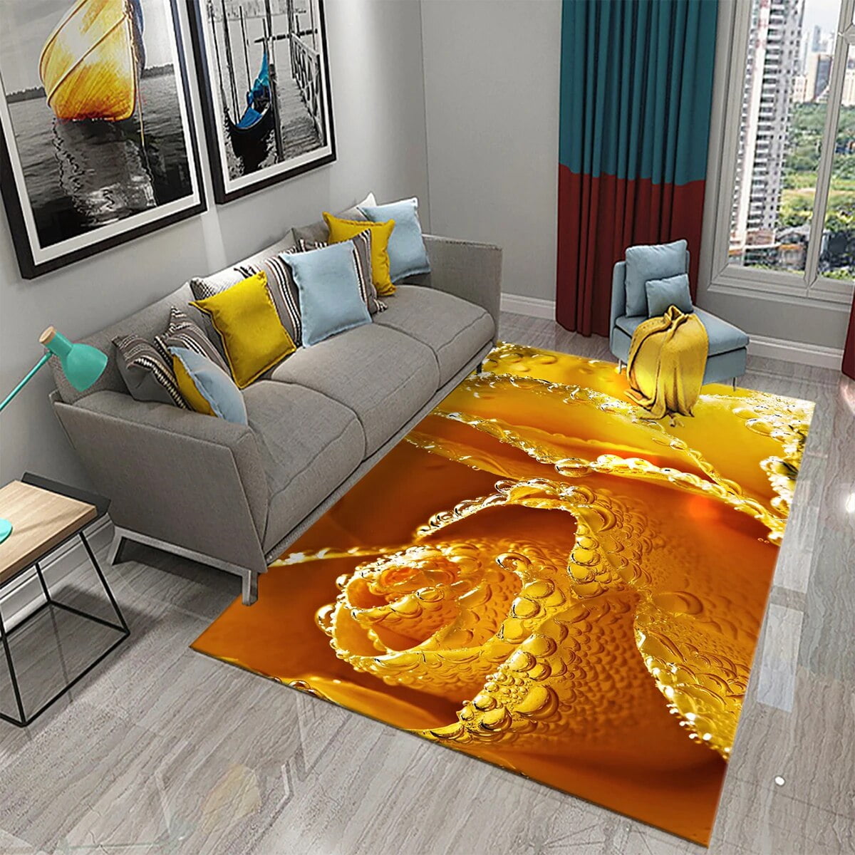 3D Rose Flower Carpet for Living Room Large Area Rug Bedroom Decor Mat ...