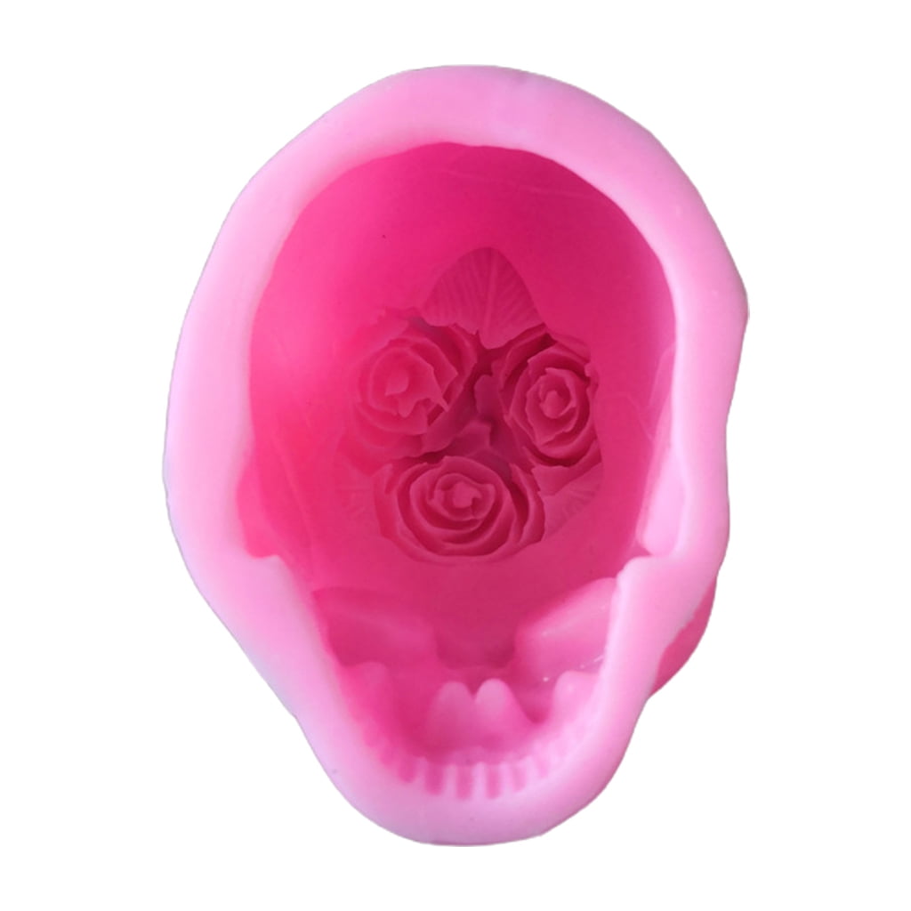 3D Rose Flower Skull Candle Resin Casting Mold UV Crystal Epoxy Resin ...