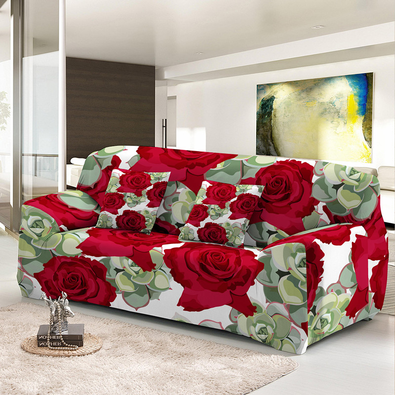 3D Rose Flowers Sofa Cover for Living Room Elastic Funda Couch Cover ...