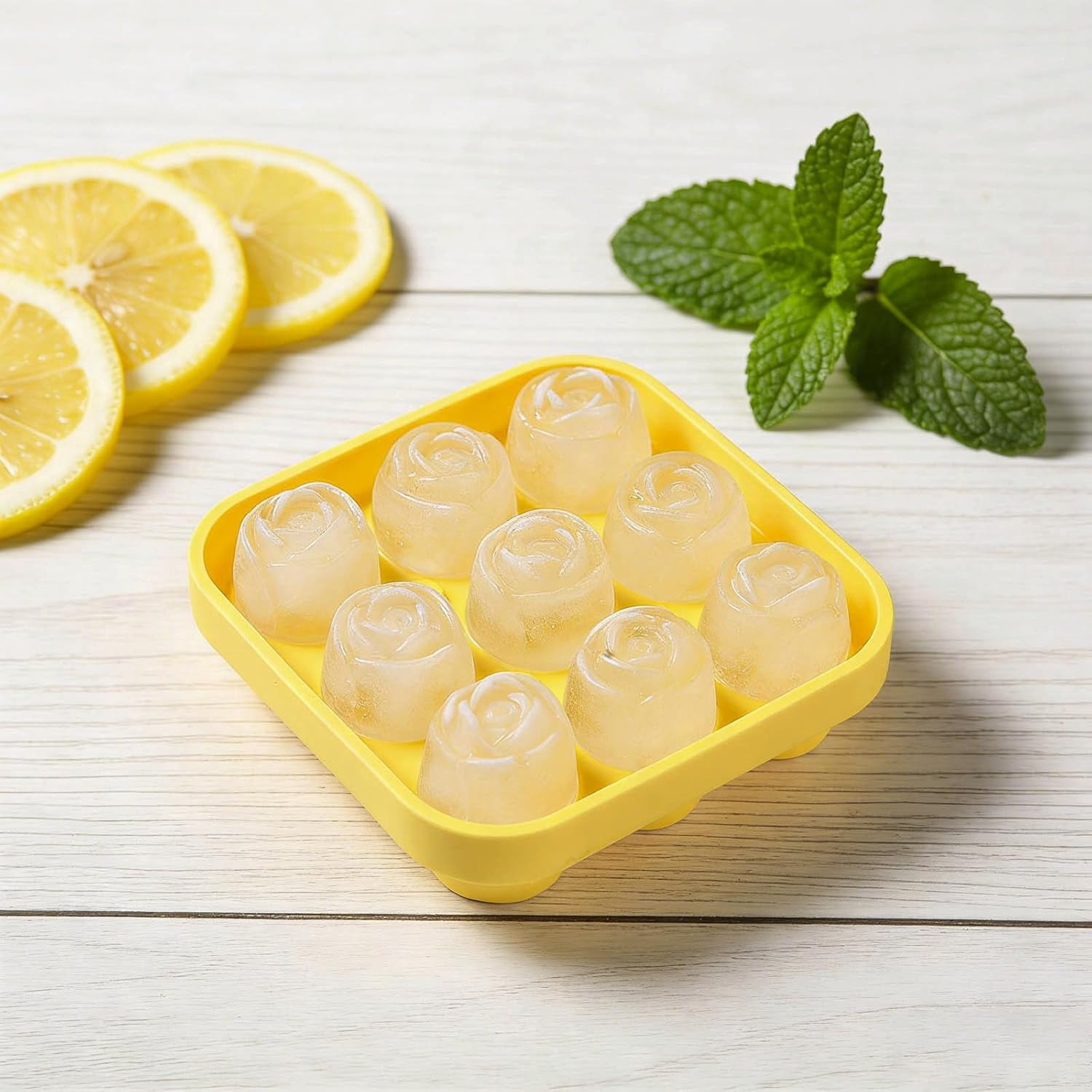 3D Rose Ice Cube Mold with Lid, 9-Cavity Silicone, Easy Release, for ...