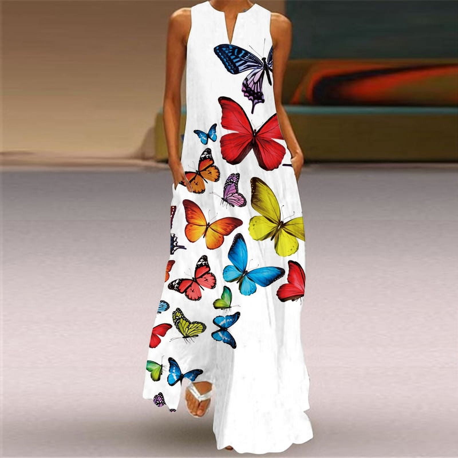 3D Rose Printed Maxi Dresses For Women New Summer Ladies Sleeveless V ...
