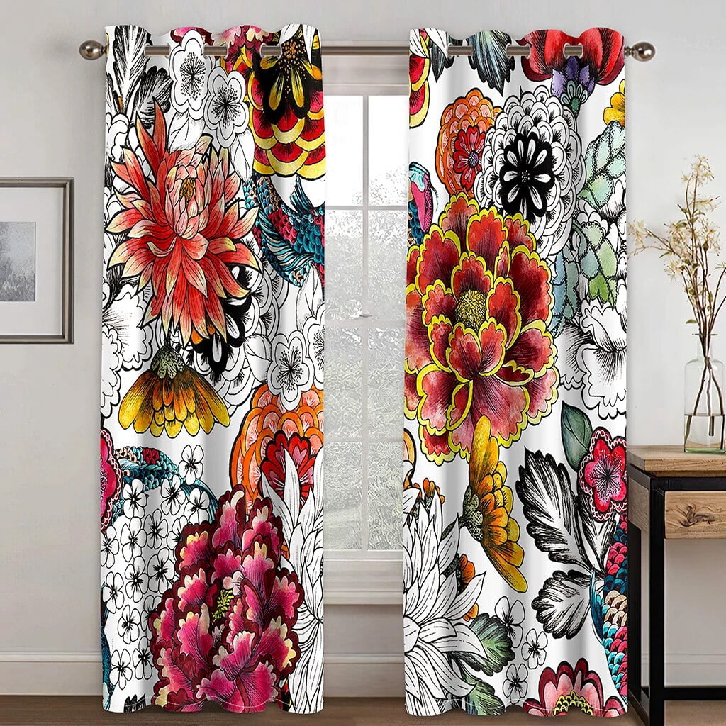 3D Rose Romantic Surface of the Water Printed Curtains Pattern For ...