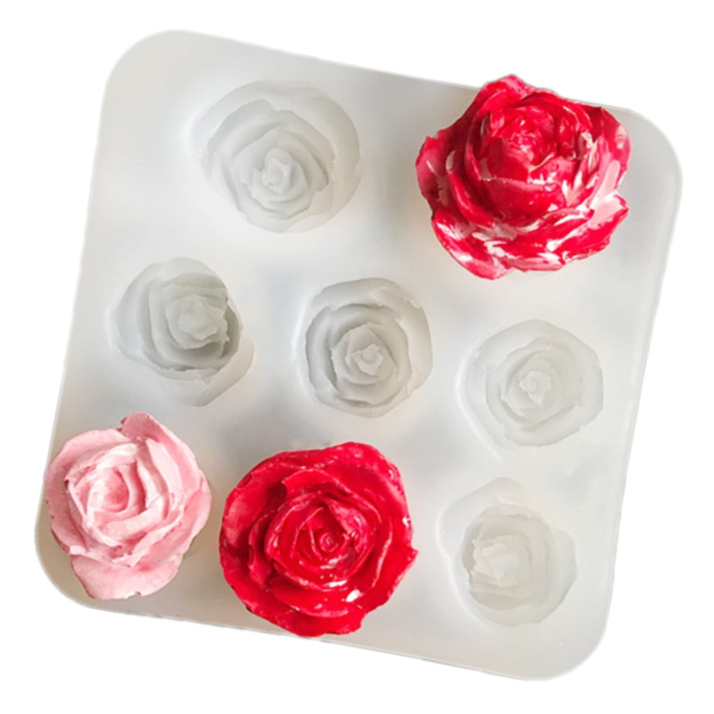 3D Rose Shape Silicone Candle Molds for Candle Soap Wedding Cake ...